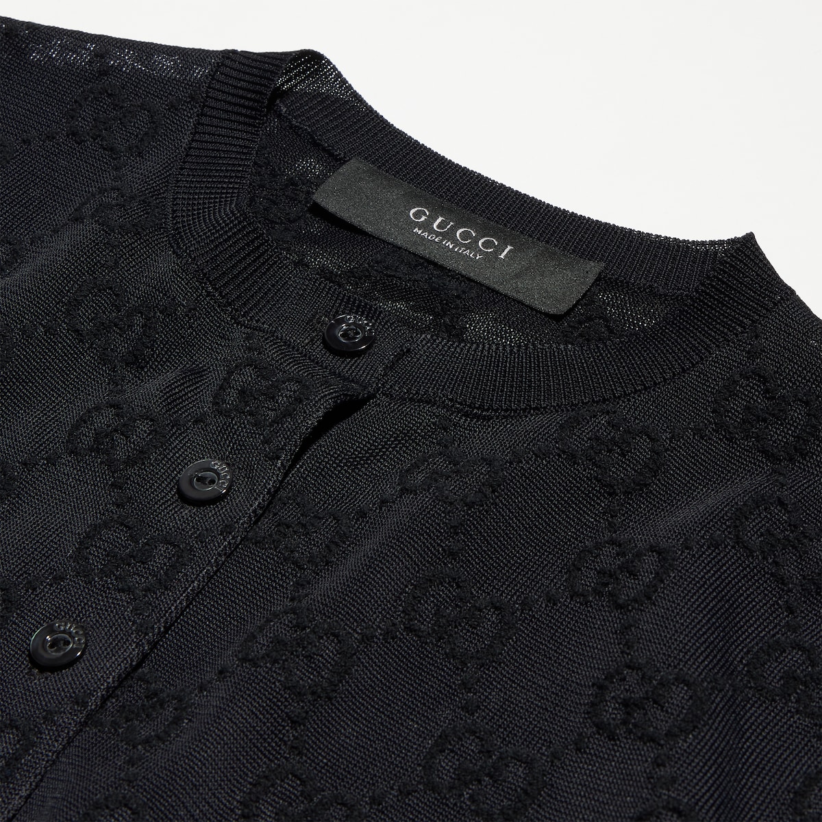 Fine crêpe viscose cardigan in black | GUCCI® CH