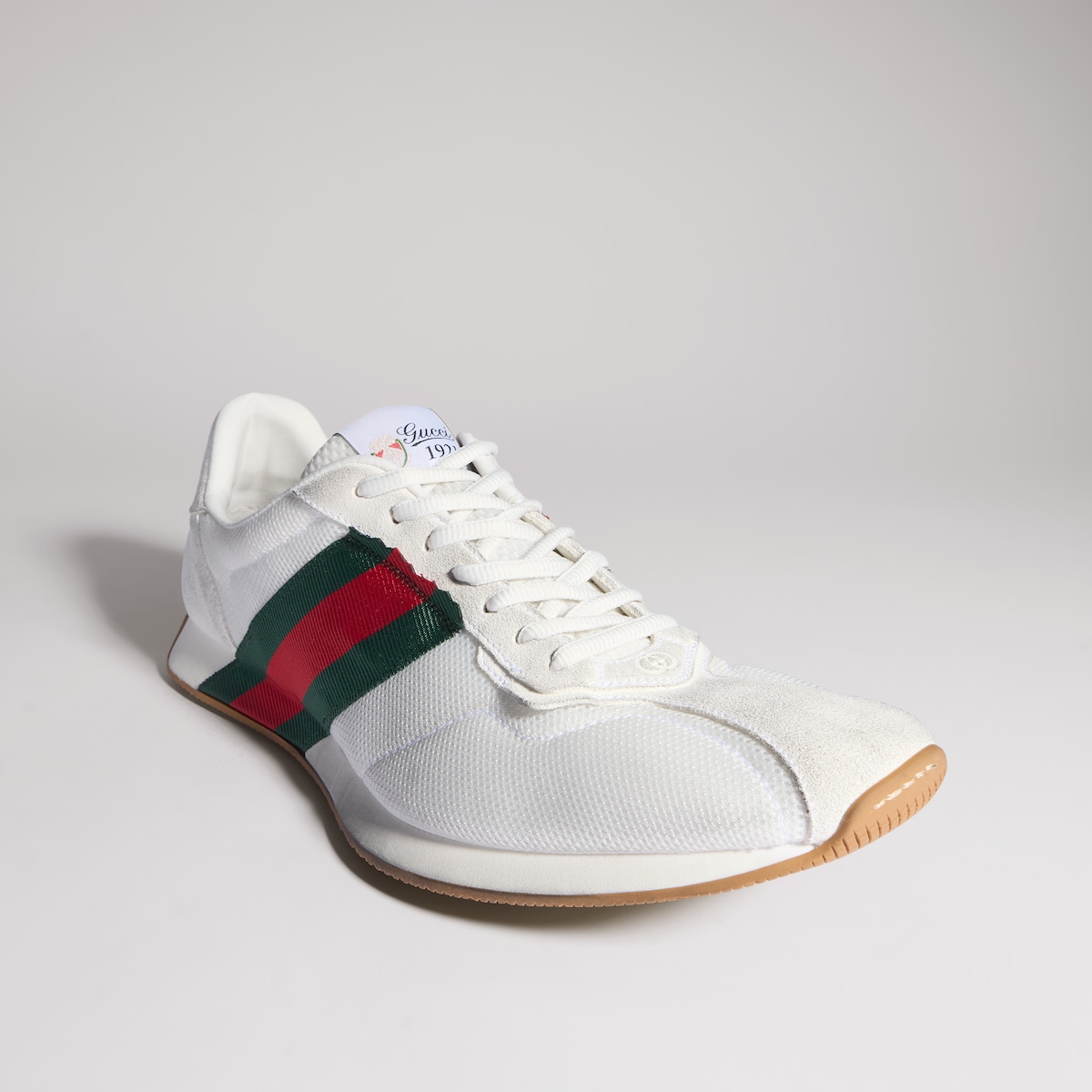 Men's Gucci Tempo sneaker in white mesh and suede | GUCCI® US