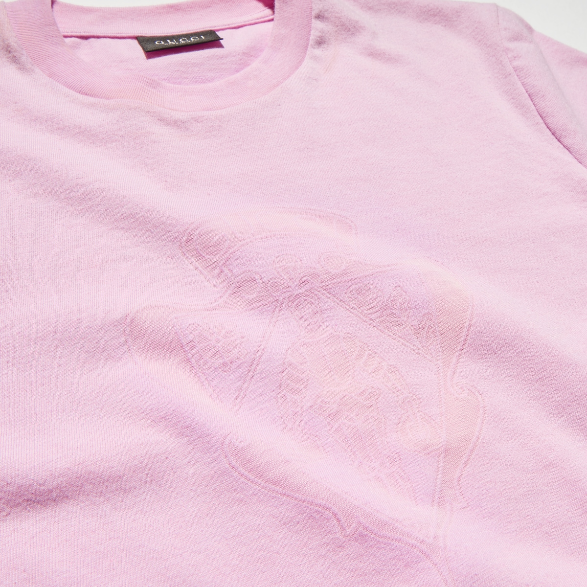 Cotton jersey T-shirt with print in light pink | GUCCI® US