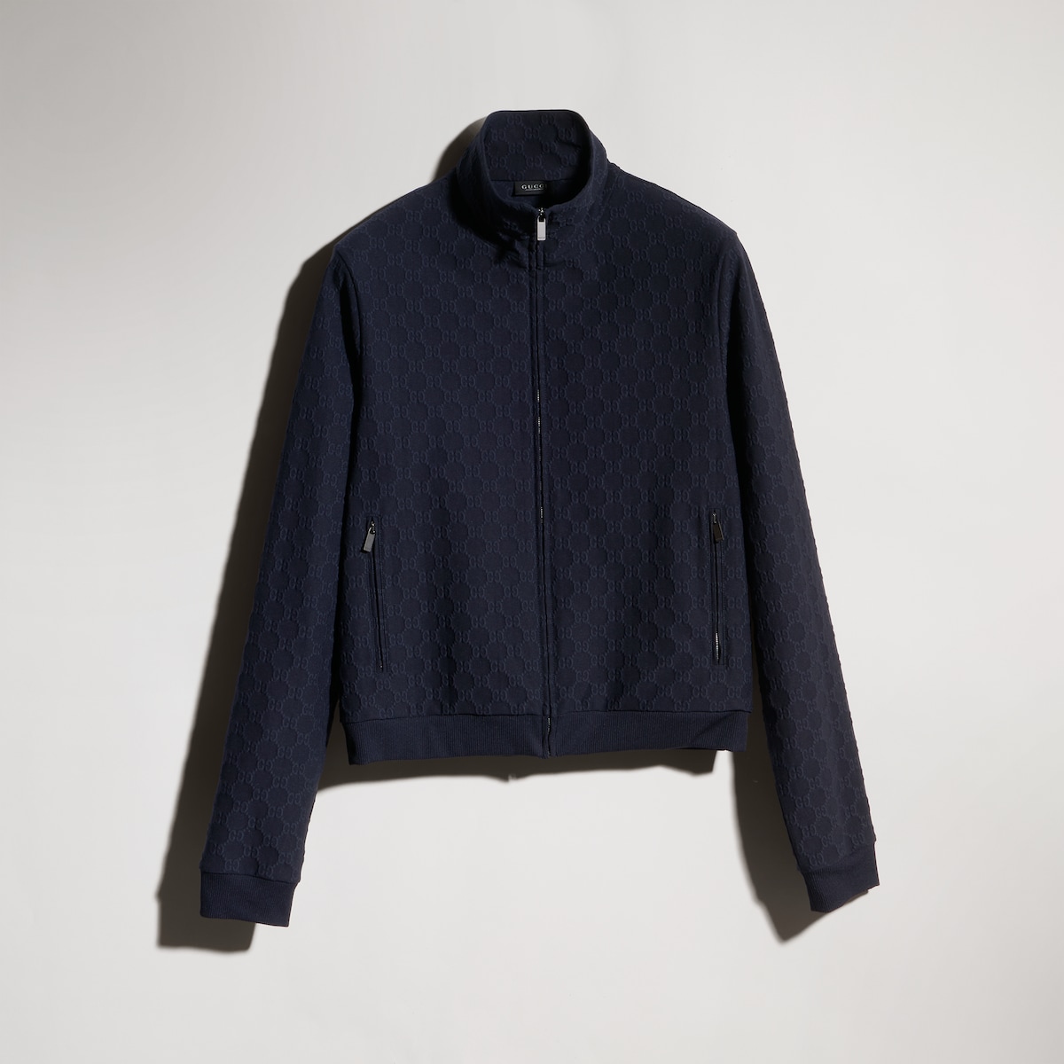 GG jersey jacquard zip sweatshirt in dark blue | GUCCI® ZA