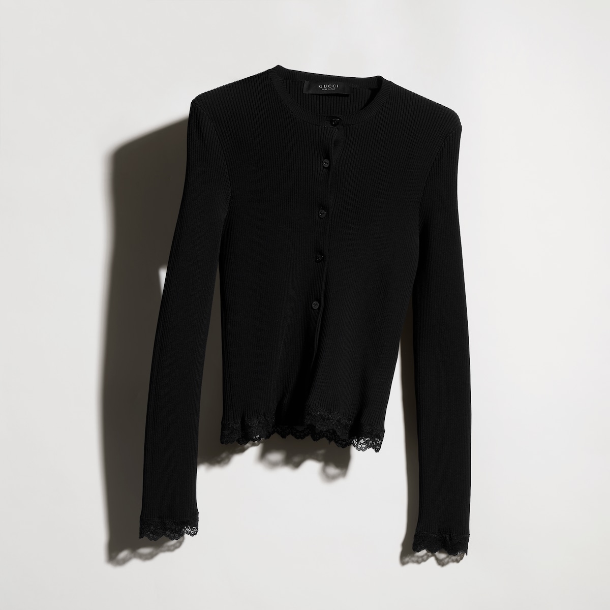Fine matte viscose rib cardigan in black | GUCCI® UK