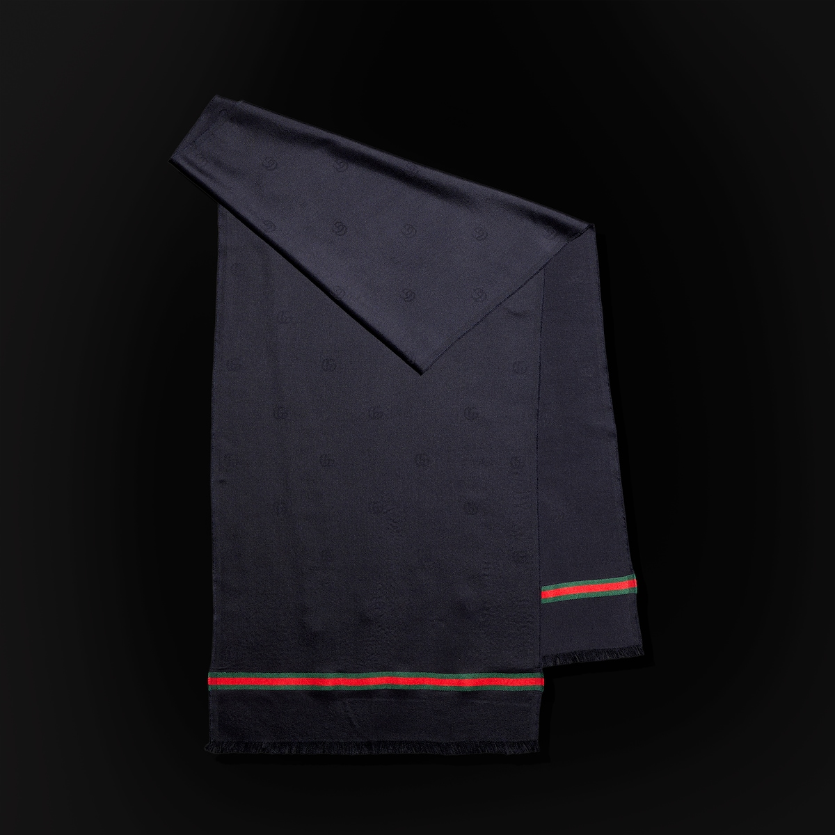 Double G silk cotton jacquard stole in dark blue | GUCCI® UK