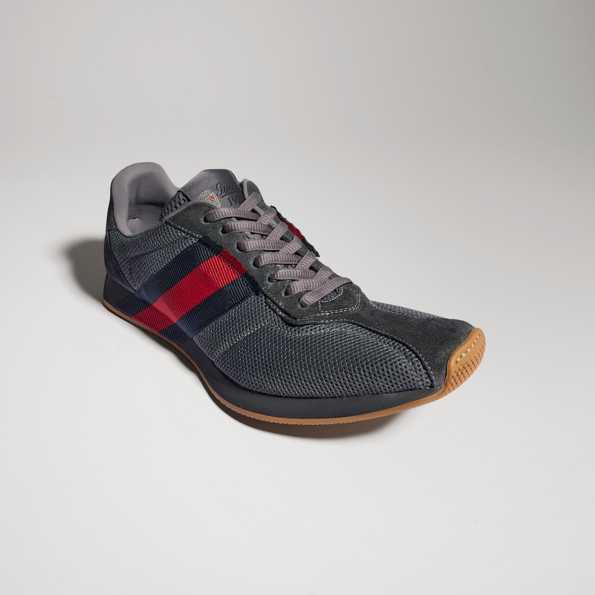 Women's Gucci Tempo sneaker in dark grey mesh and suede | GUCCI® INT