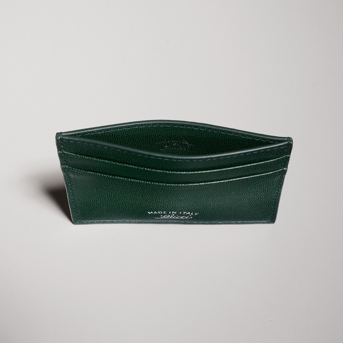 Lira card case in dark green leather | GUCCI® UK