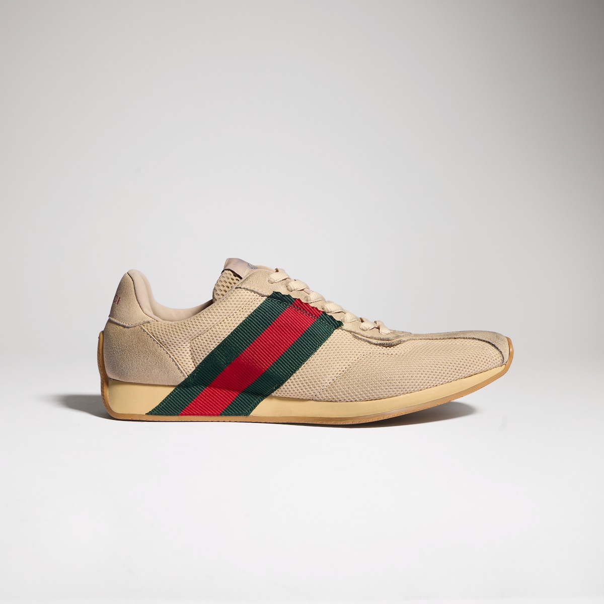 Women's Gucci Tempo sneaker in sand mesh and suede | GUCCI® BE