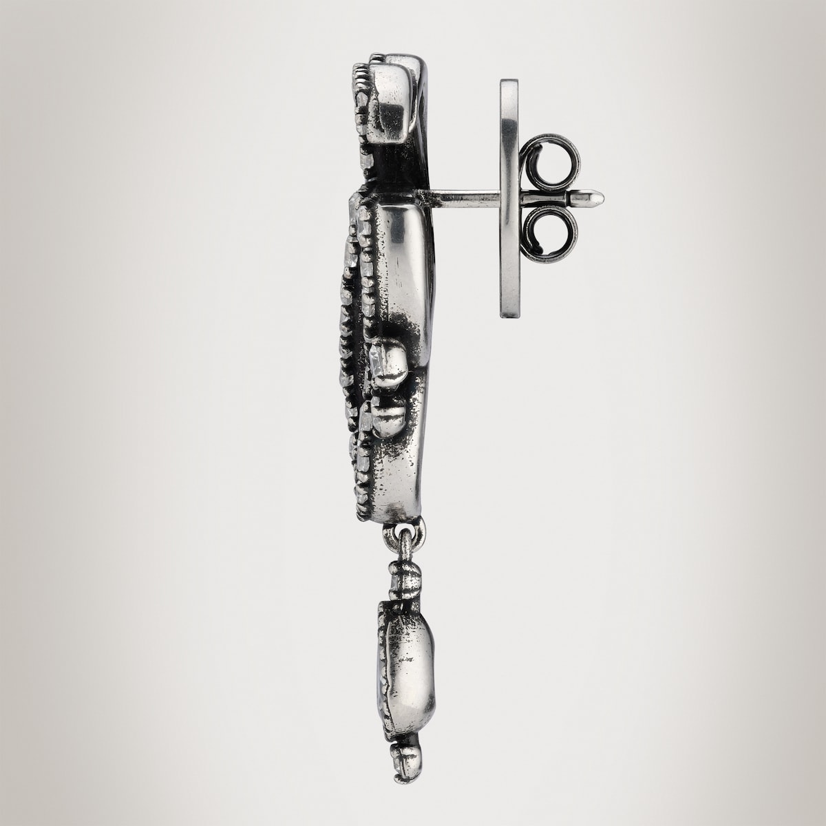 GG Marmont crystal earrings in palladium-toned brass | GUCCI® AE