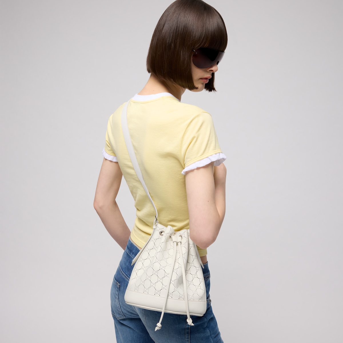 Gucci Venice small bucket bag in white GG leather | GUCCI® SG