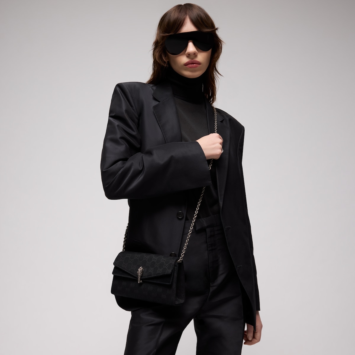 Dionysus small shoulder bag in black GG canvas | GUCCI® US