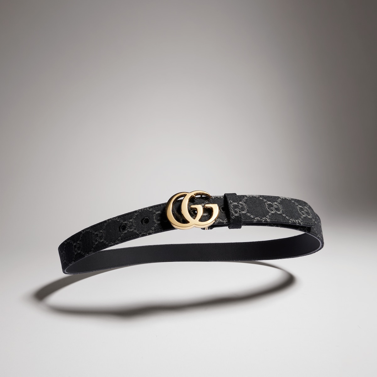 GG Marmont belt in black GG denim | GUCCI® SA