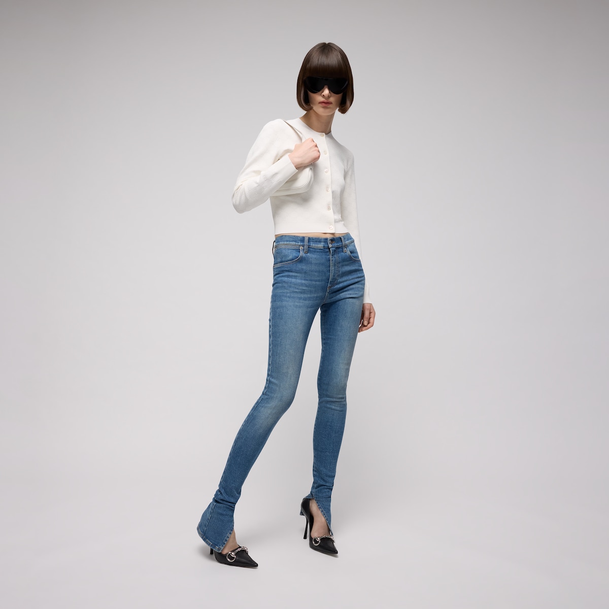 GG fine viscose jacquard cardigan in white | GUCCI® CH
