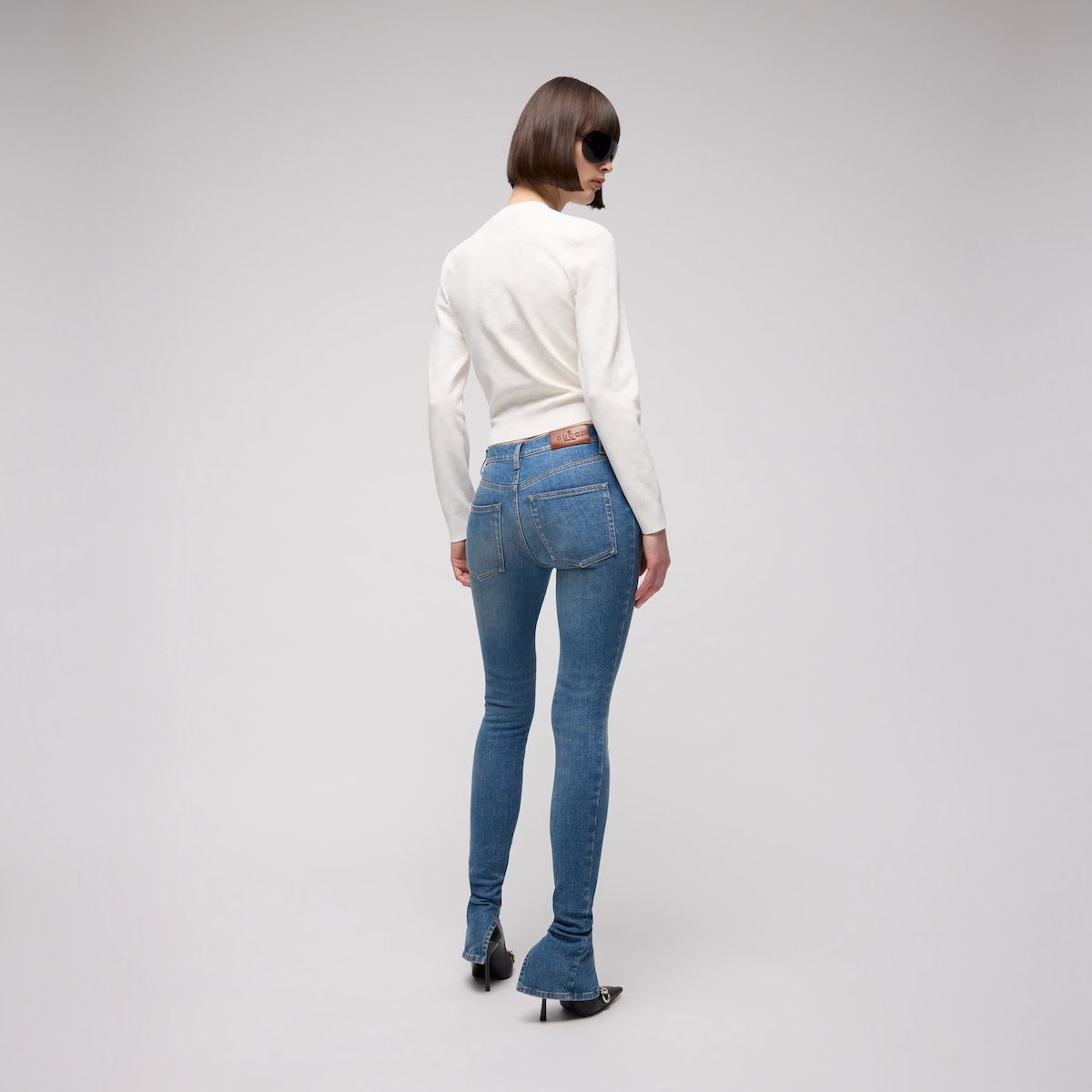 GG fine viscose jacquard cardigan in white | GUCCI® CH