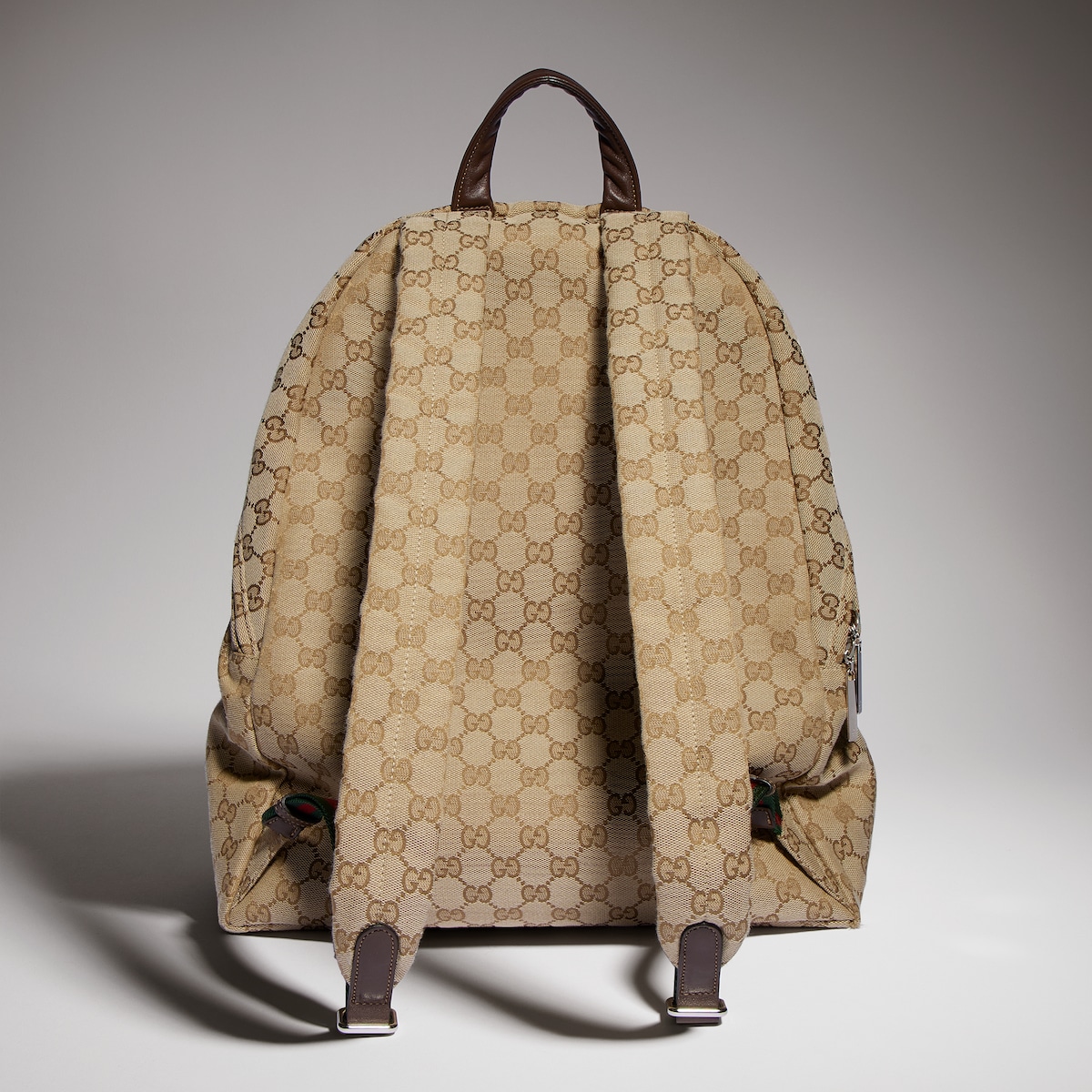 Large Gucci Tag backpack in sand and brown GG canvas | GUCCI® CA