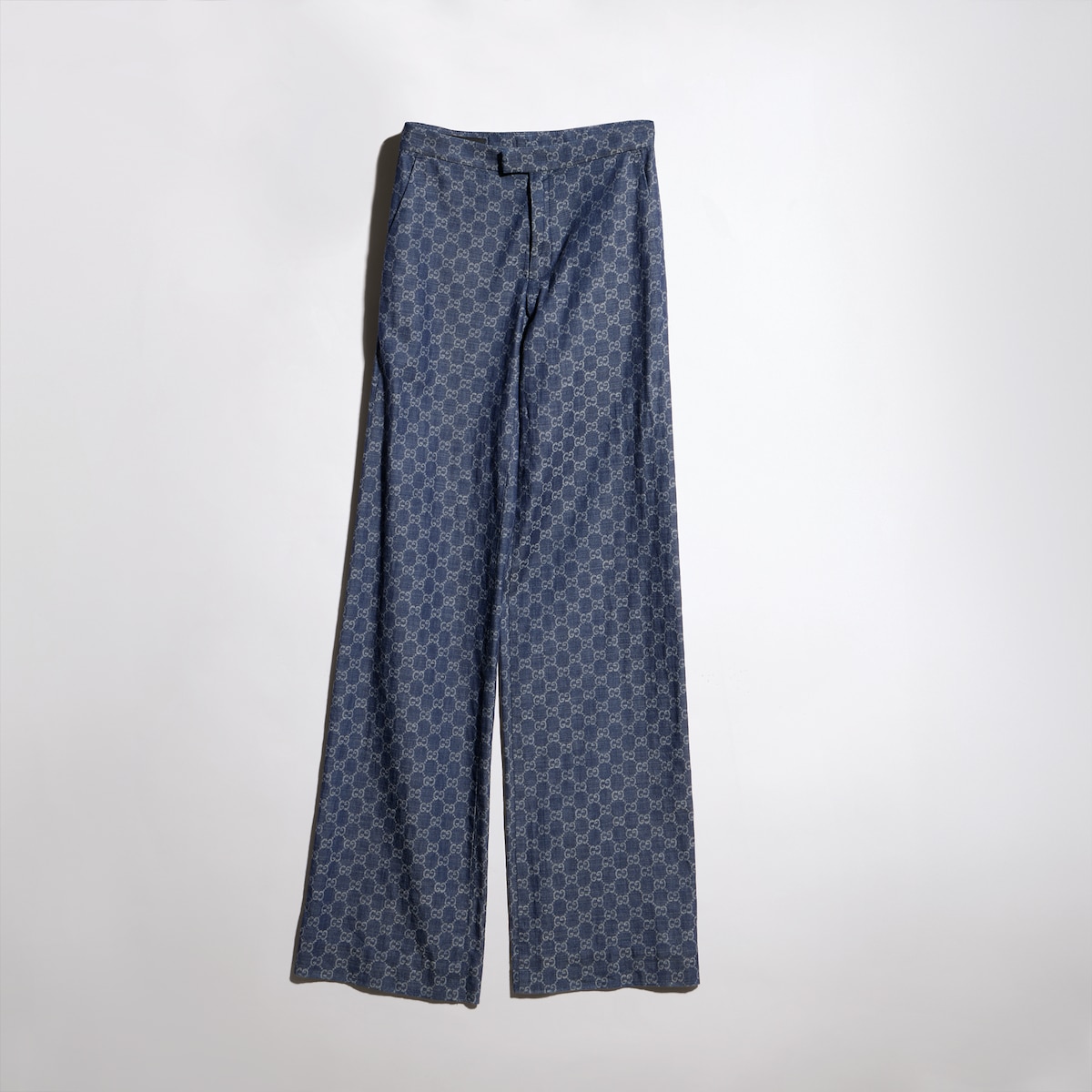 GG cotton denim jacquard pants in blue | GUCCI® US