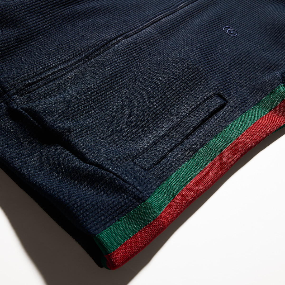 Rib cotton jersey zip sweatshirt with Web in dark blue | GUCCI® ZA