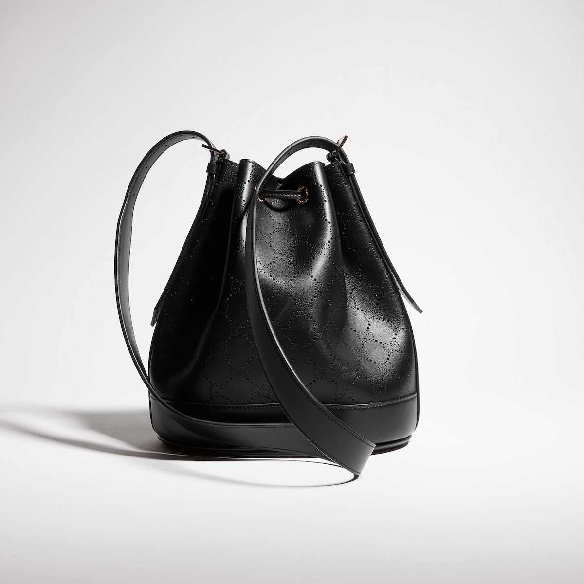 Gucci Venice small bucket bag in black GG leather | GUCCI® PL