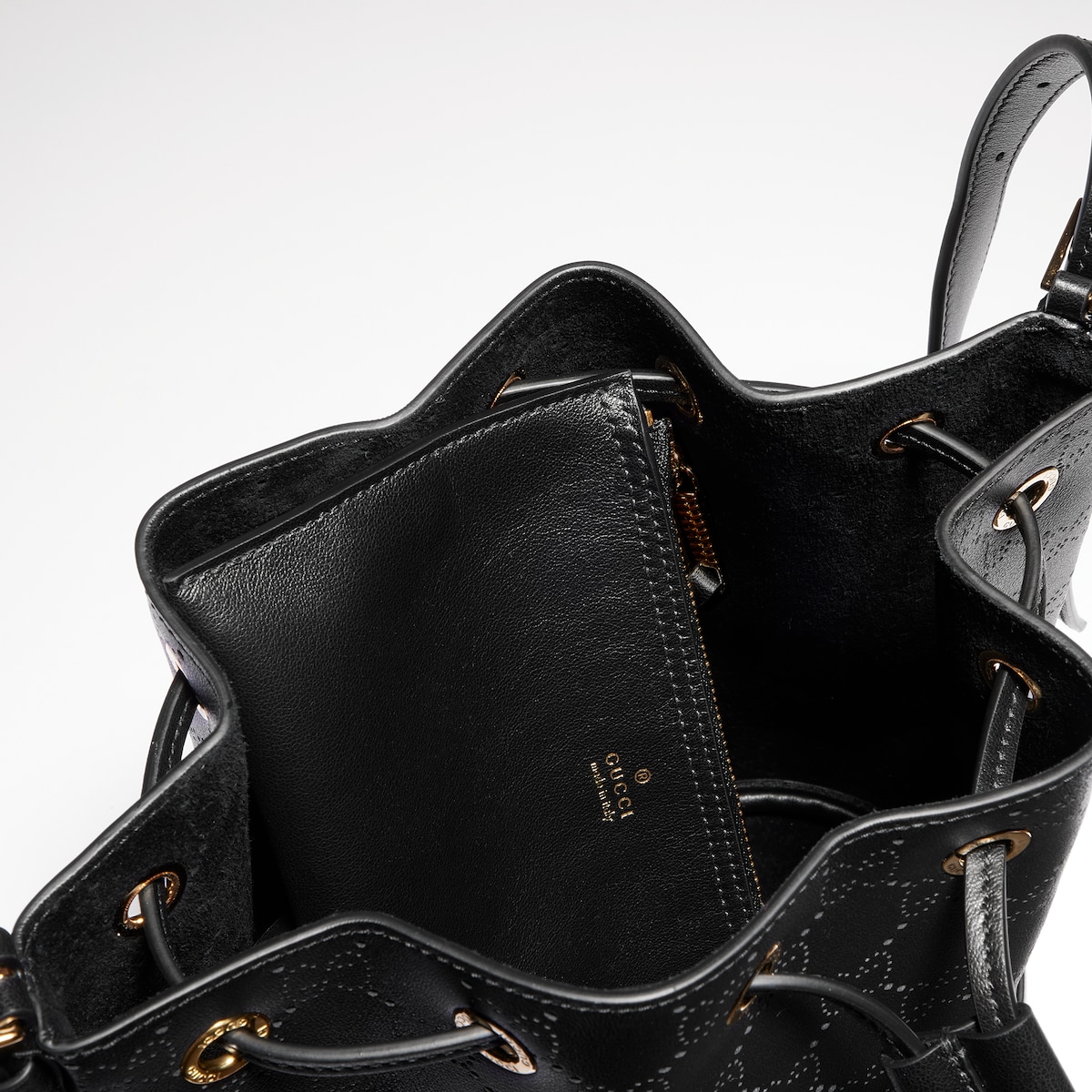 Gucci Venice small bucket bag in black GG leather | GUCCI® PL