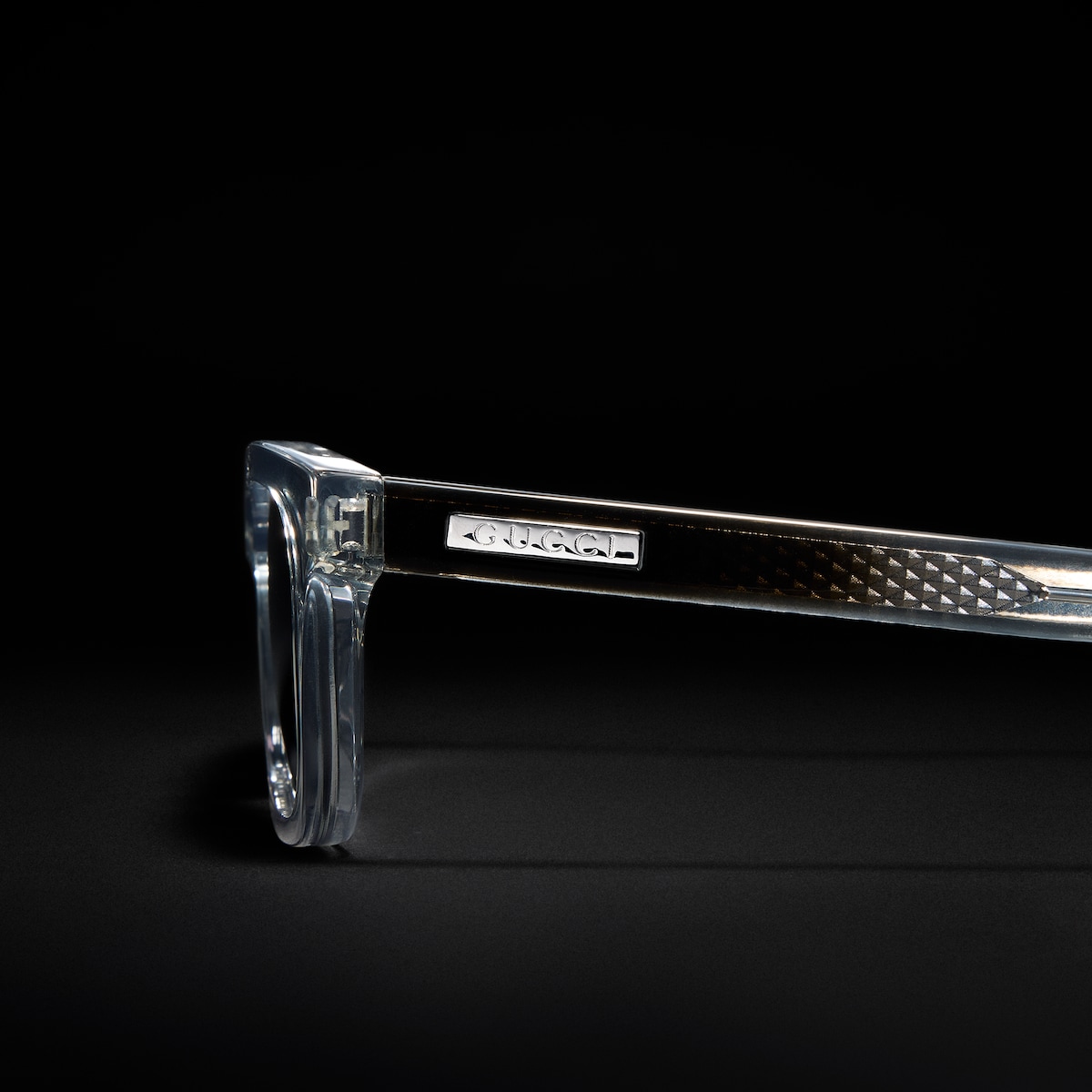 Rectangular-frame sunglasses in transparent grey | GUCCI® UK