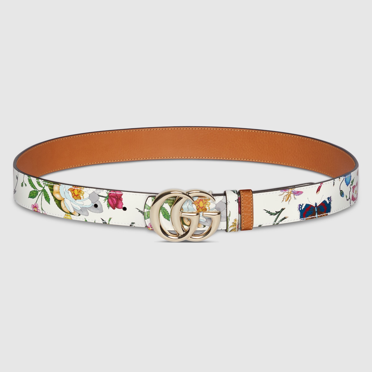 Reversible GG Marmont belt in brown and white leather | GUCCI® US
