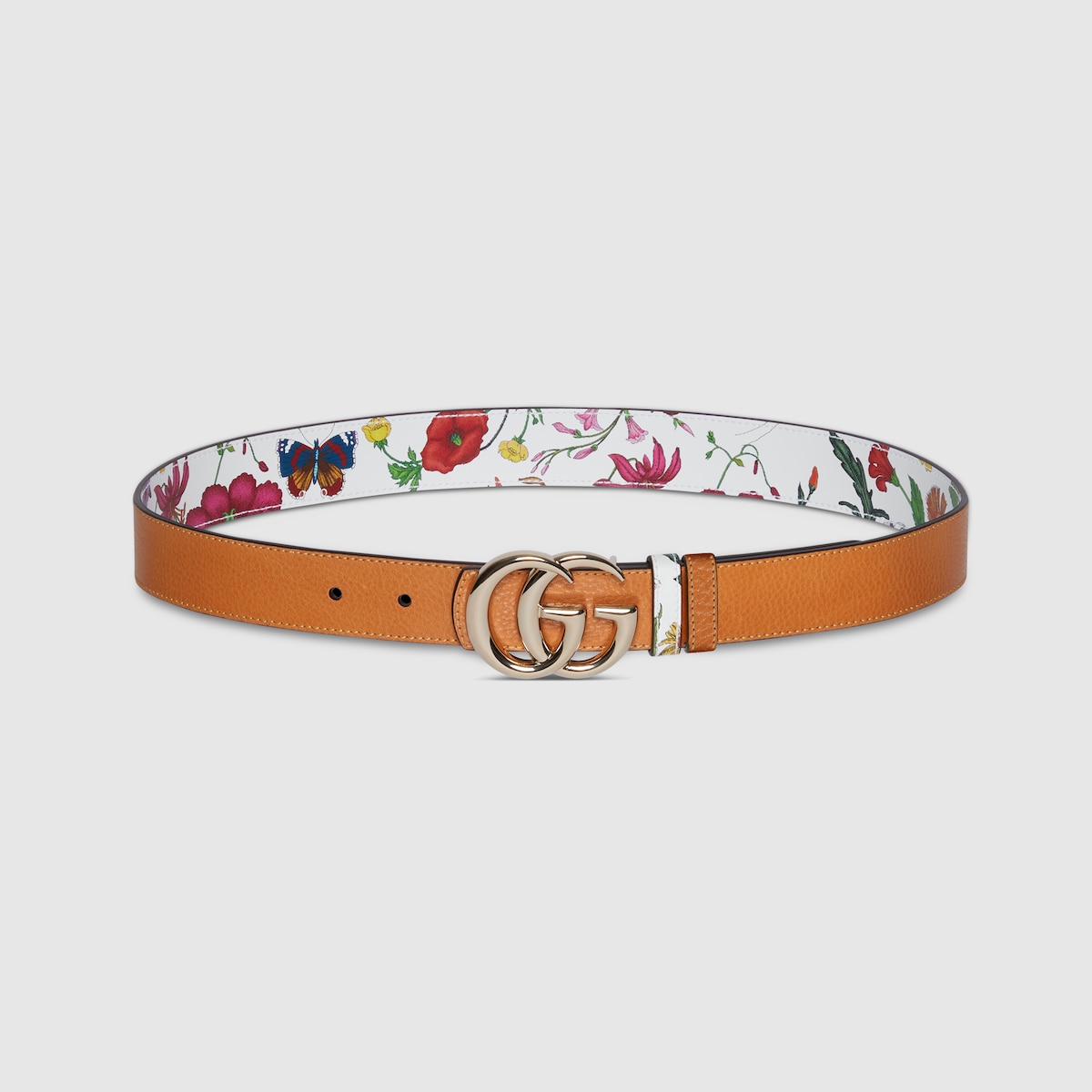Reversible GG Marmont belt in brown and white leather | GUCCI® US