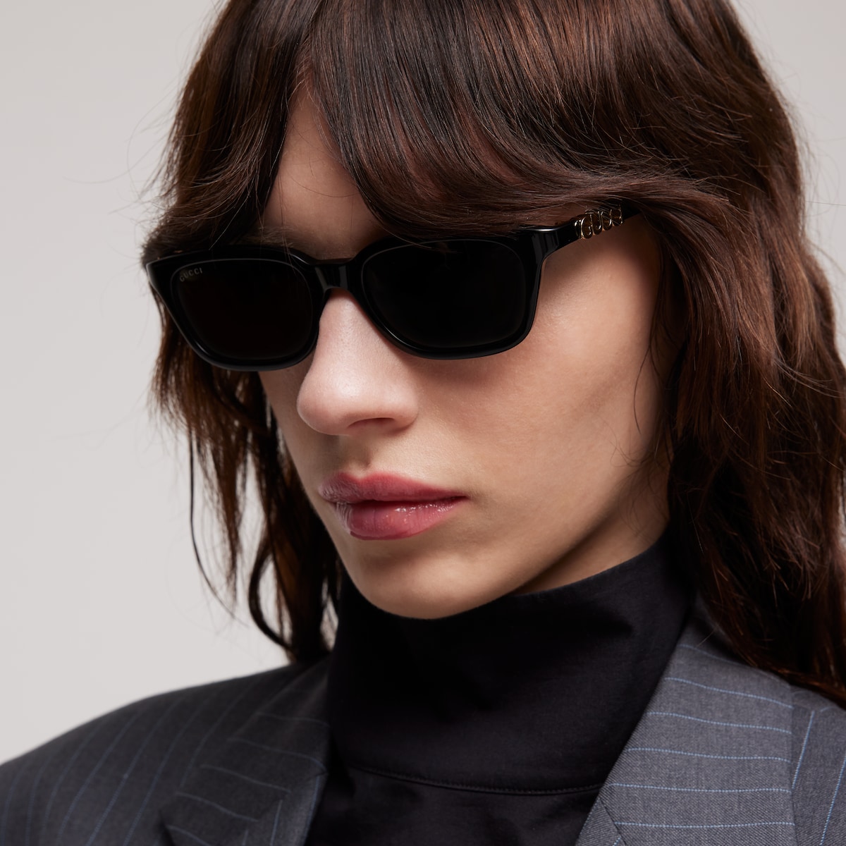 Rectangular-frame sunglasses in black | GUCCI® UK