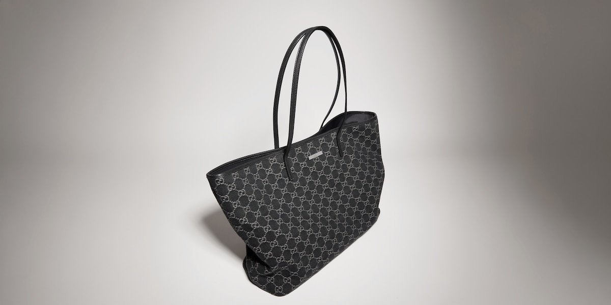 Gucci Tribeca large tote bag in black GG denim | GUCCI® GR