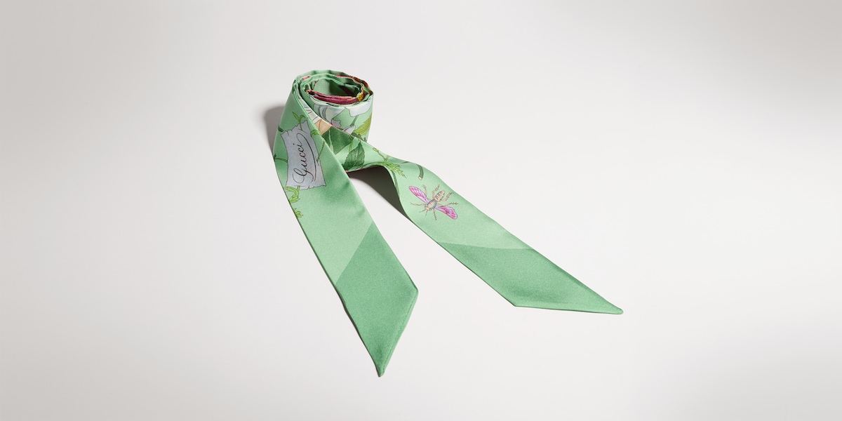 Printed silk twill ribbon in multicolor | GUCCI® CA