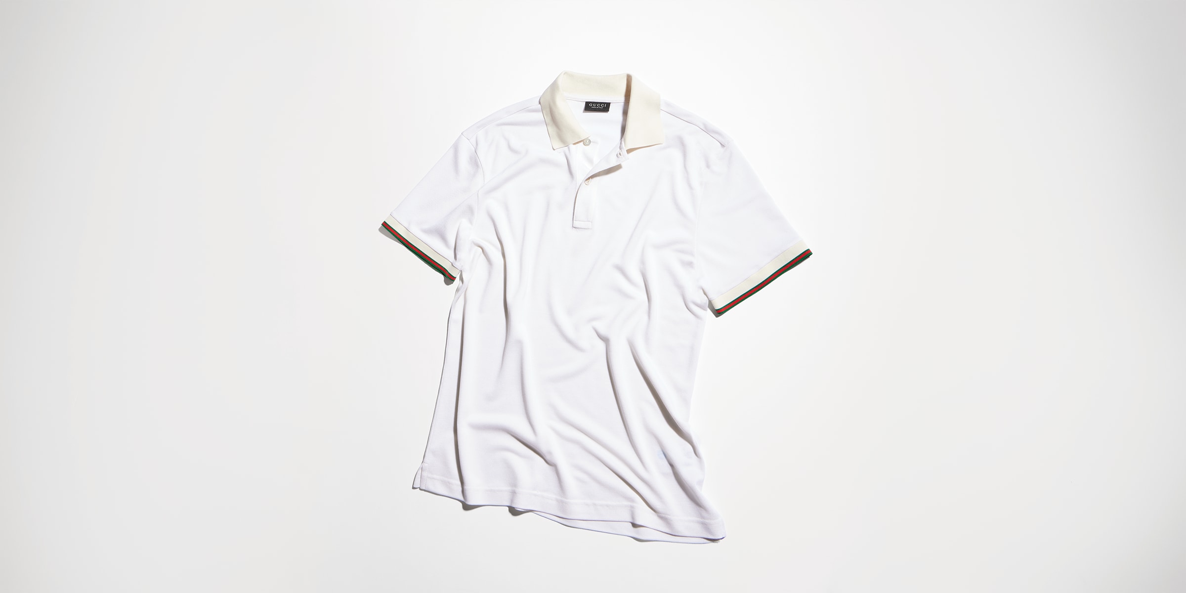 Silk jersey polo shirt with Web in white | GUCCI® AU