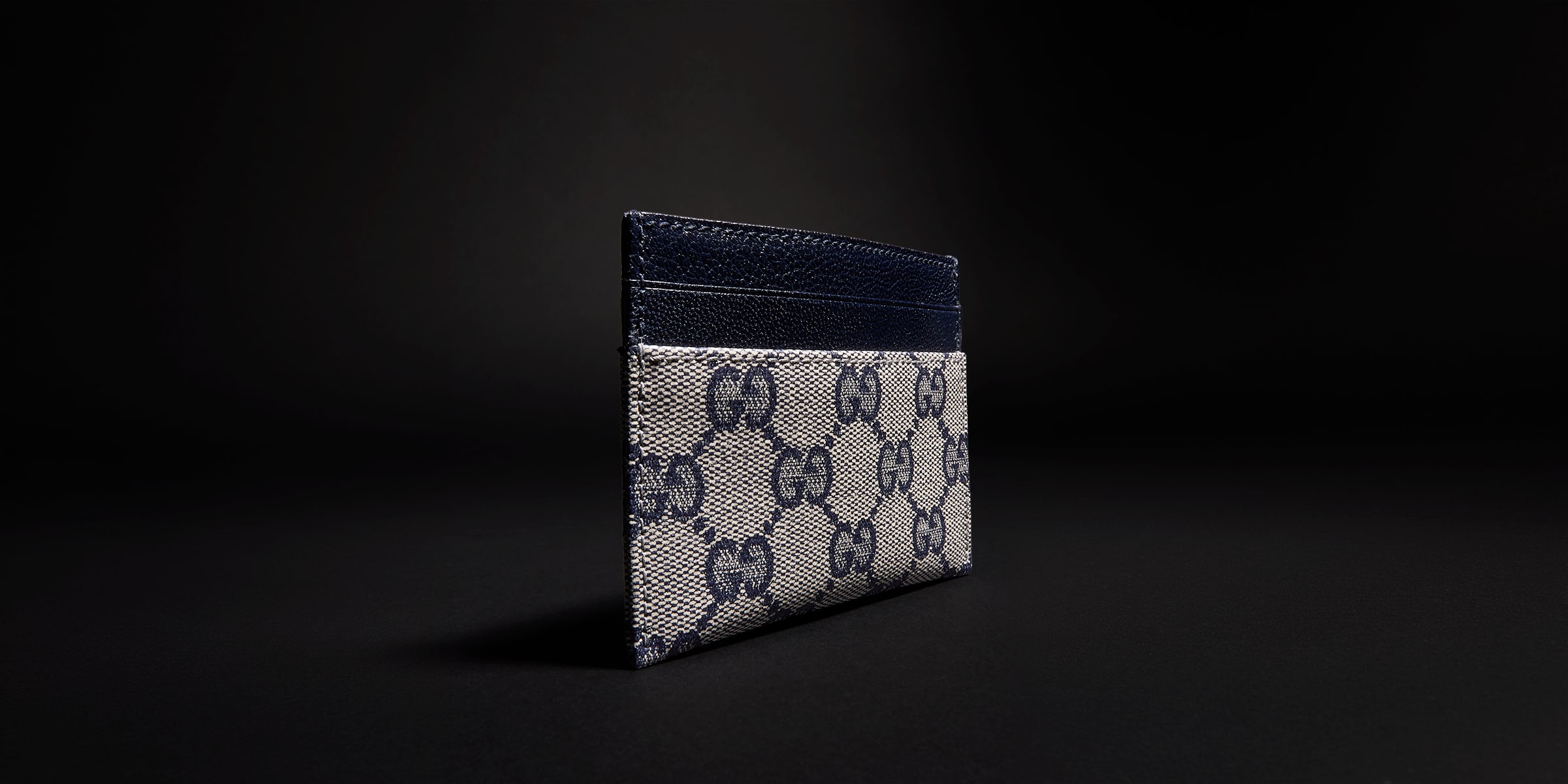 Gucci Essence Classic card case in blue GG canvas | GUCCI® US