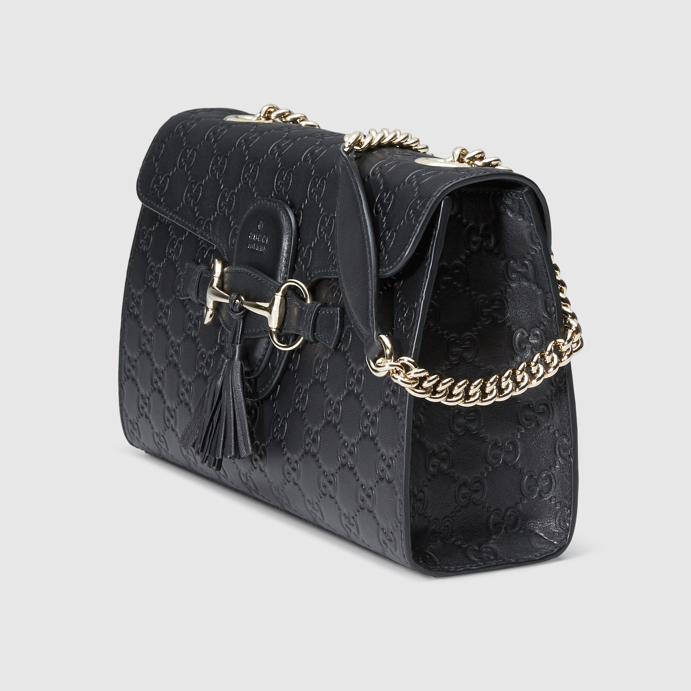 Emily Guccissima Chain Shoulder Bag In Black Guccissima Gucci® Australia