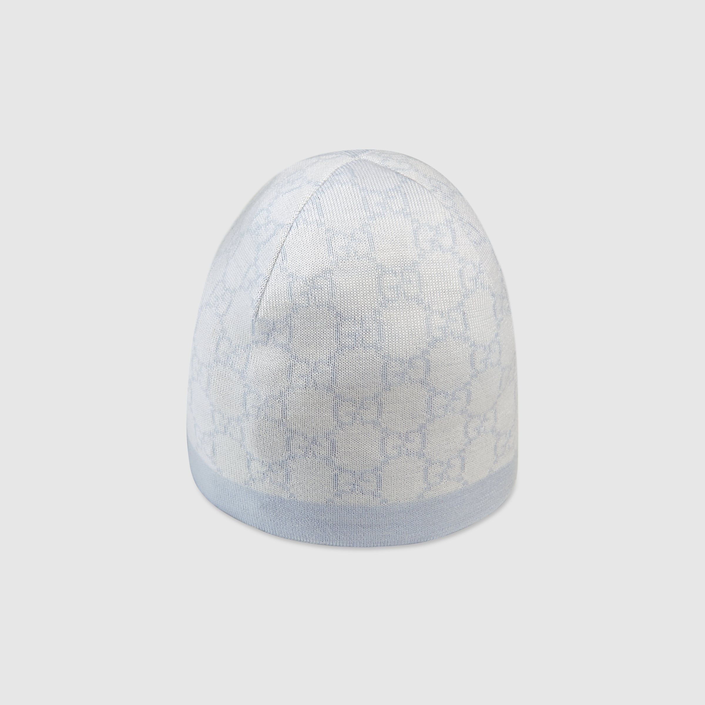 Bonnet en laine à motif GG en laine GG bleu clair | GUCCI® FR