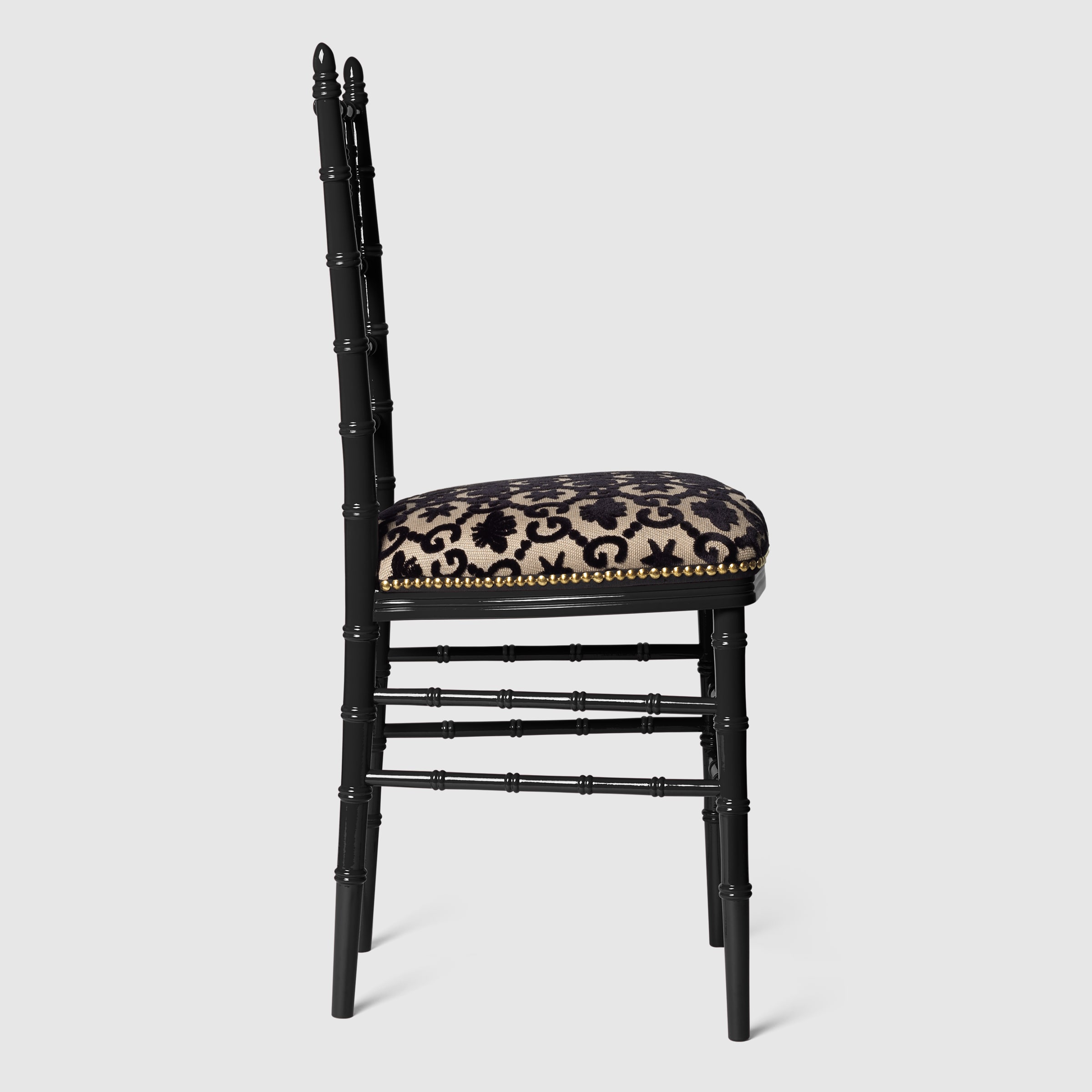 Silla Chiavari de Jacquard con GG en Madera negra | GUCCI® ES