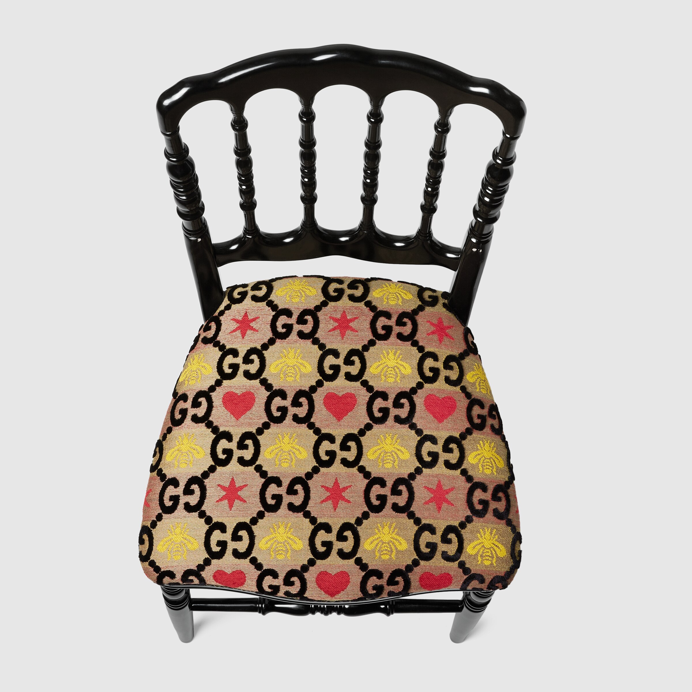 Black Wood Chair With GG Jacquard | GUCCI® Australia