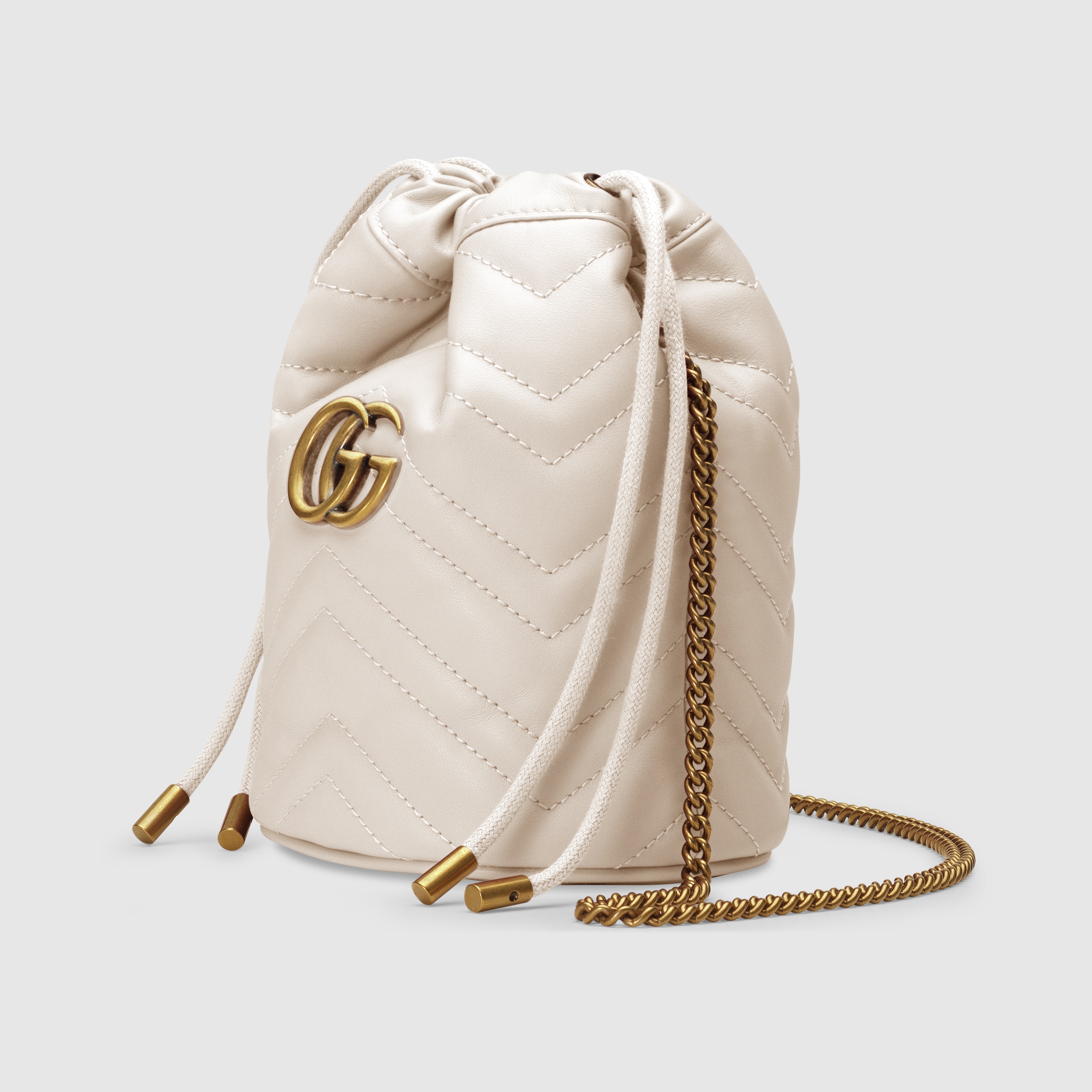 Mini sac seau GG Marmont en cuir blanc | GUCCI® FR