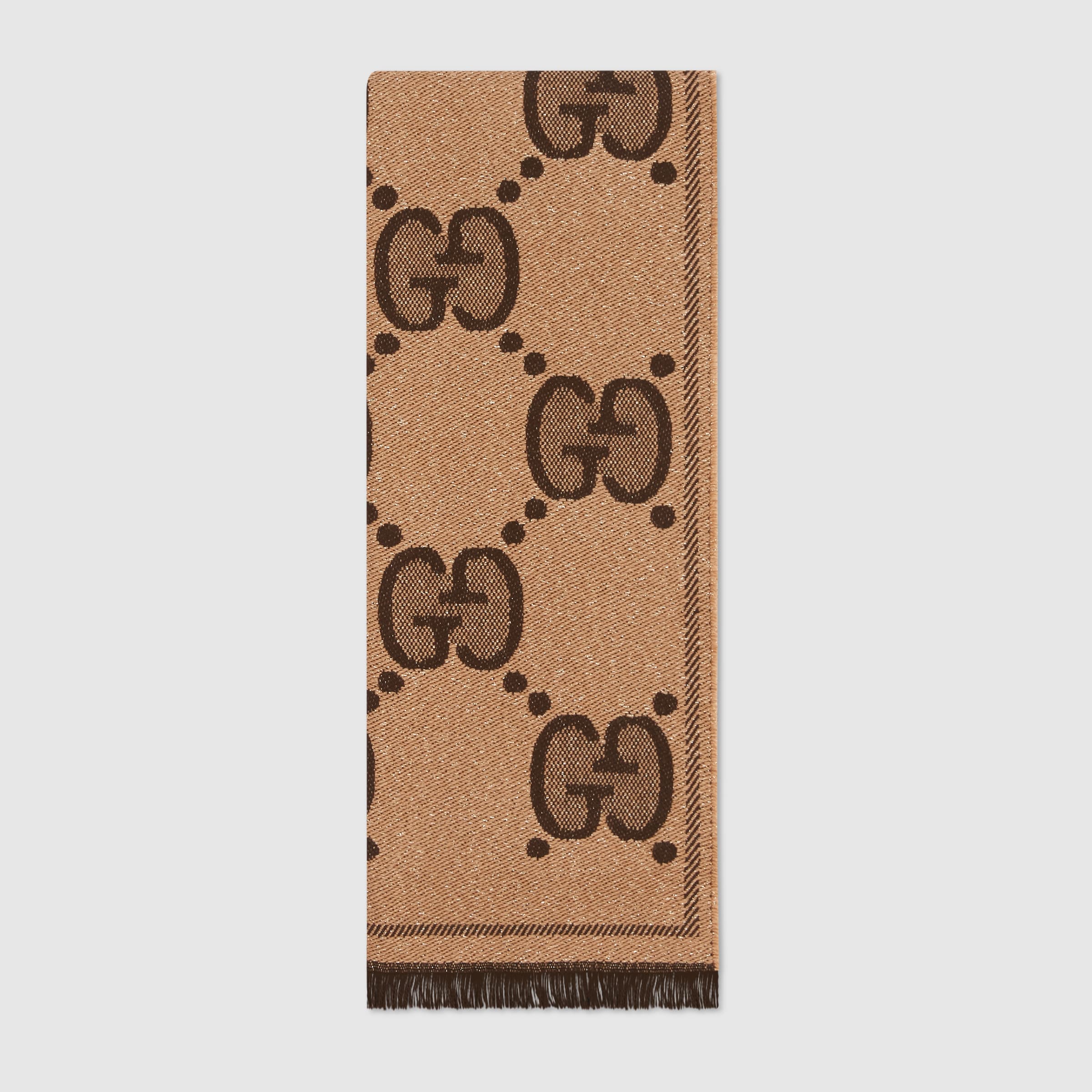 Bufanda de jacquard de lana con GG en beige/marrón oscuro | GUCCI® ES