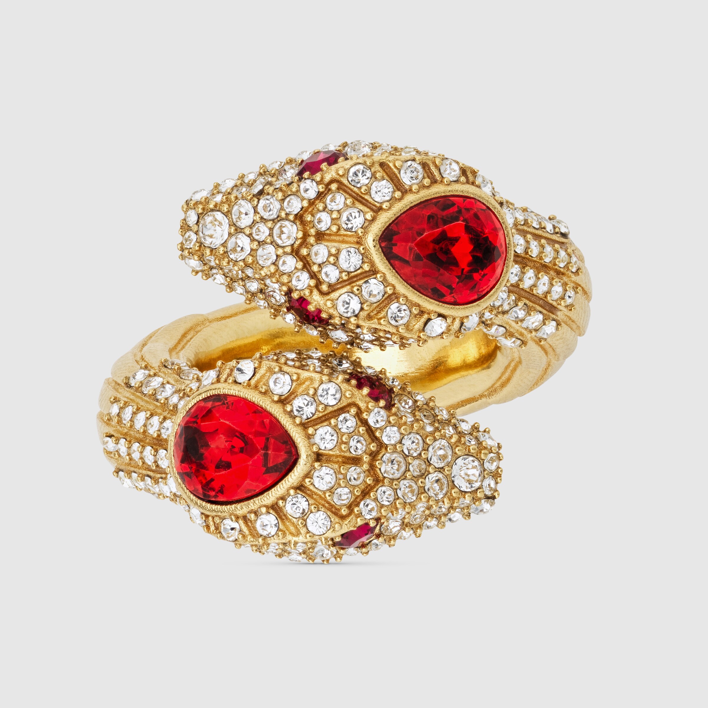 Gucci Snake Ring With Crystals In Undefined | ModeSens