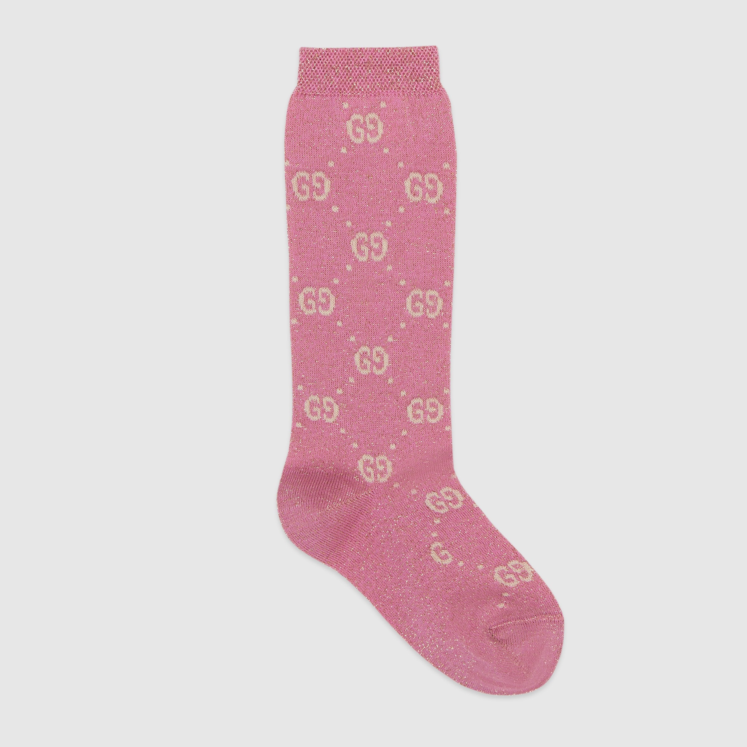 Chaussettes pour enfant en lamé de coton à motif GG en coton rose ...