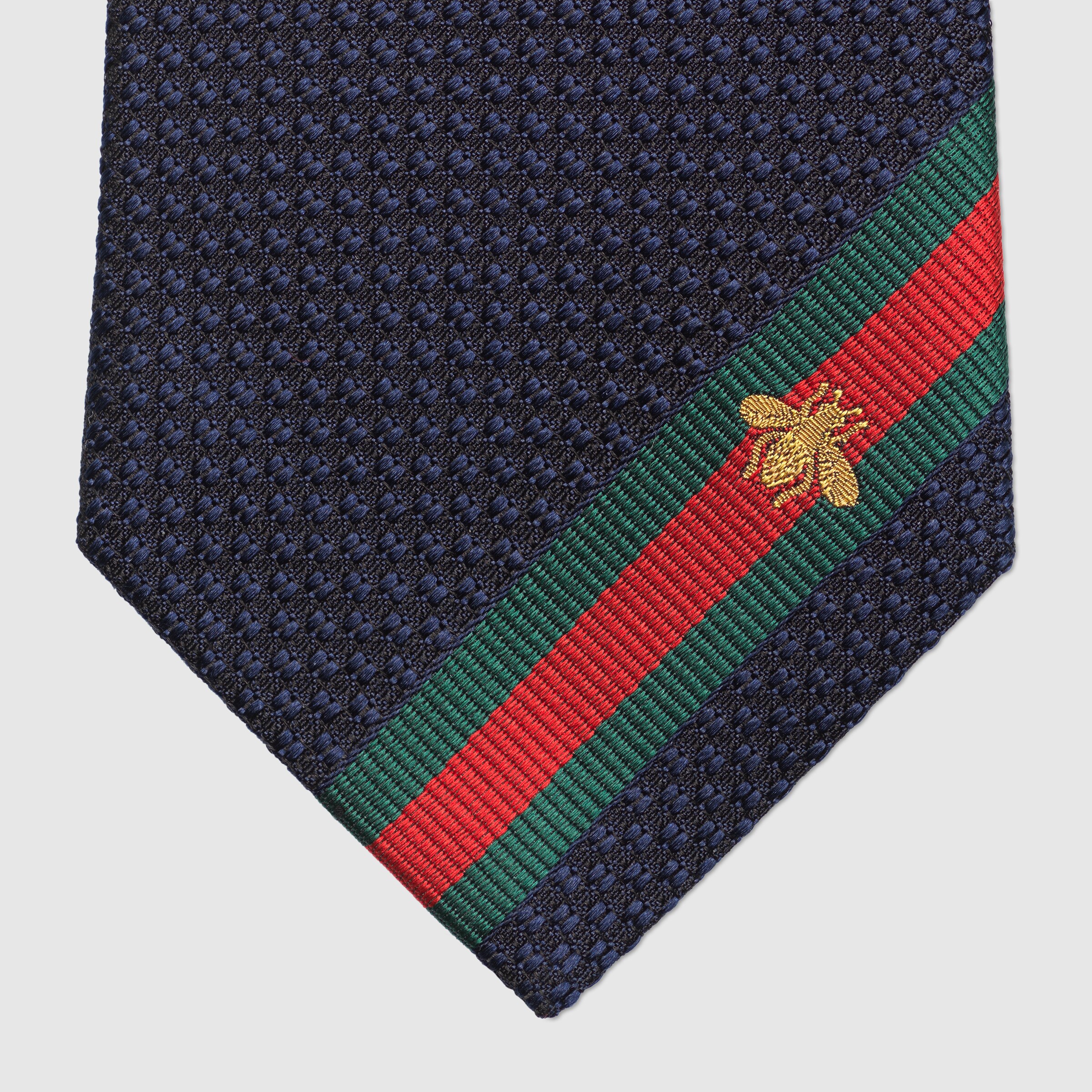 蓝色真丝蜜蜂织带真丝领带 | GUCCI® 香港