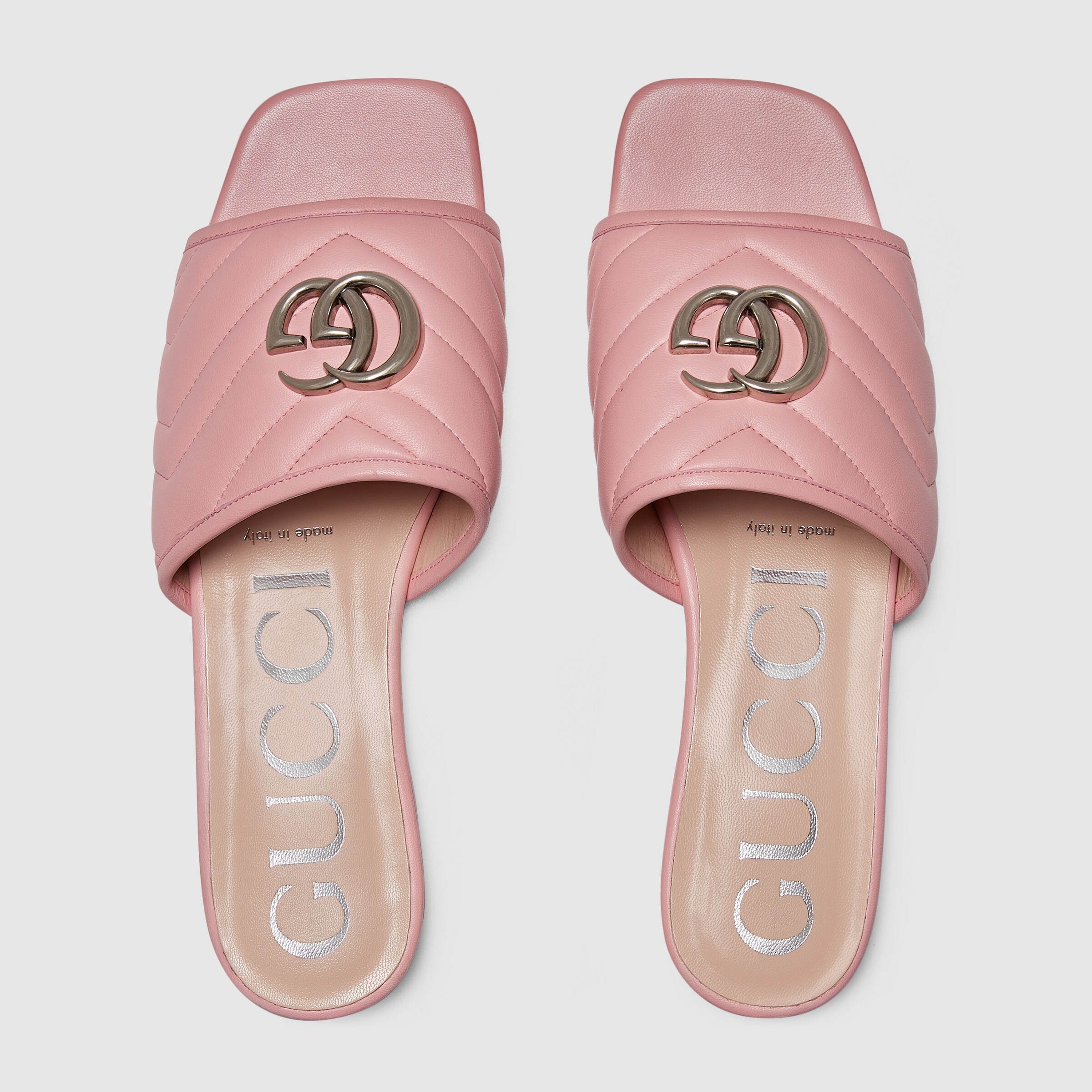 Chancla de piel con Doble G para mujer | GUCCI® ES