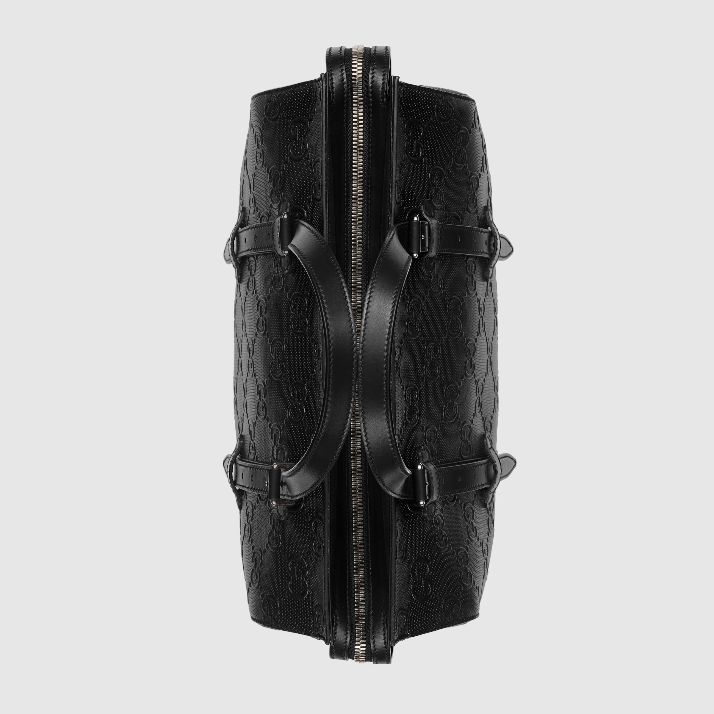 GG embossed tote bag in black leather | GUCCI® BE