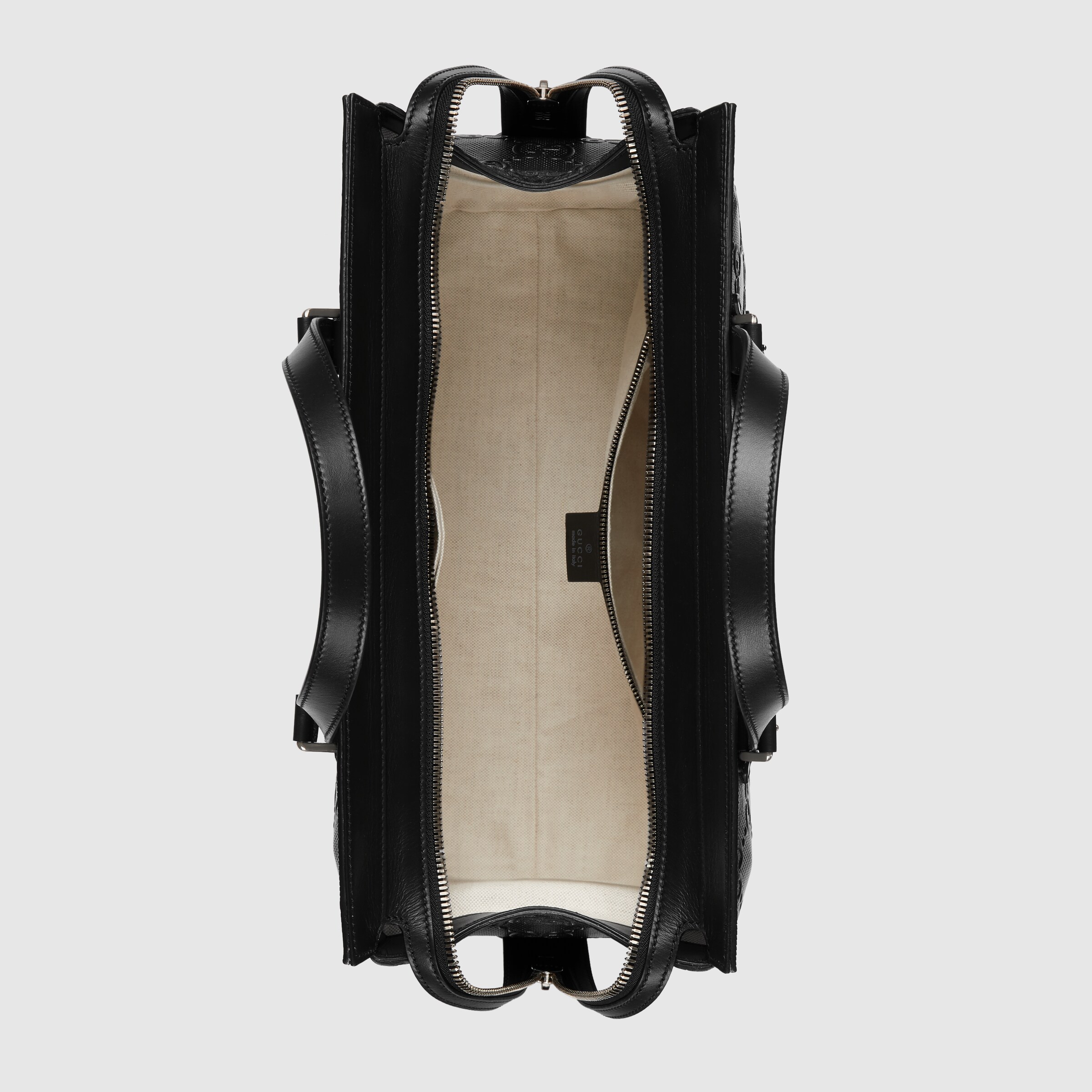 GG embossed tote bag in black leather | GUCCI® BE