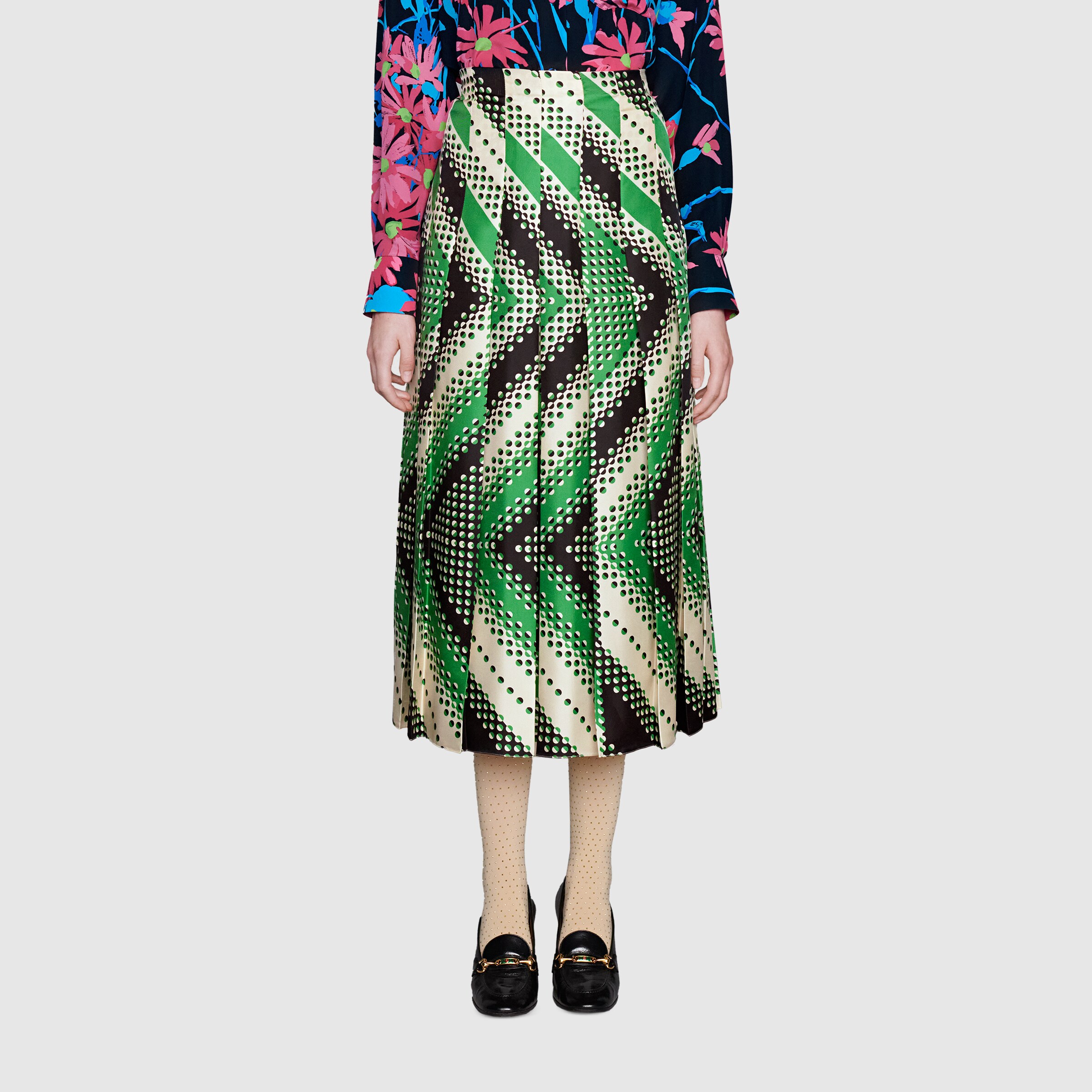 Falda de seda con estampado chevron | GUCCI® ES