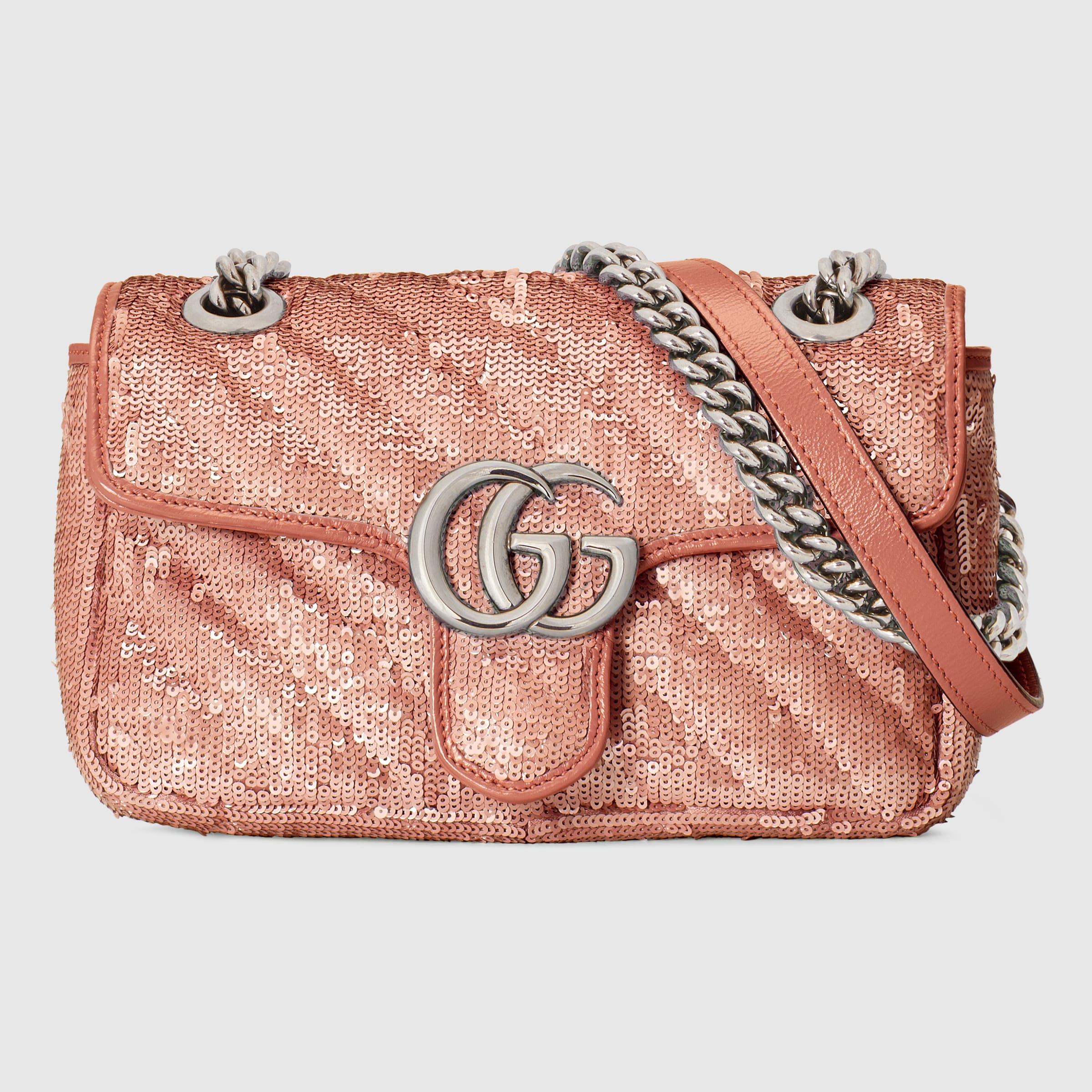 Pink GG Marmont mini sequin shoulder bag | GUCCI® TR