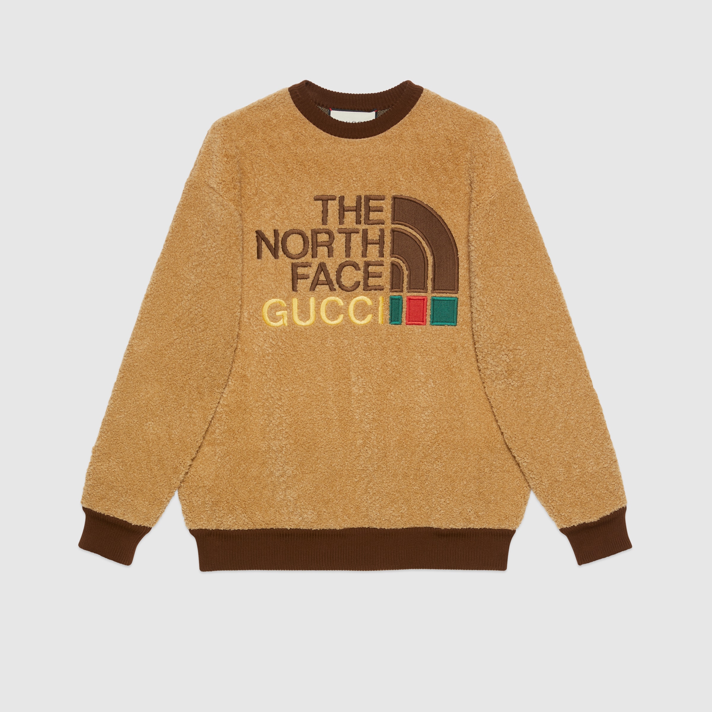 Felpa in eco pelliccia The North Face x Gucci in marrone | GUCCI® IT