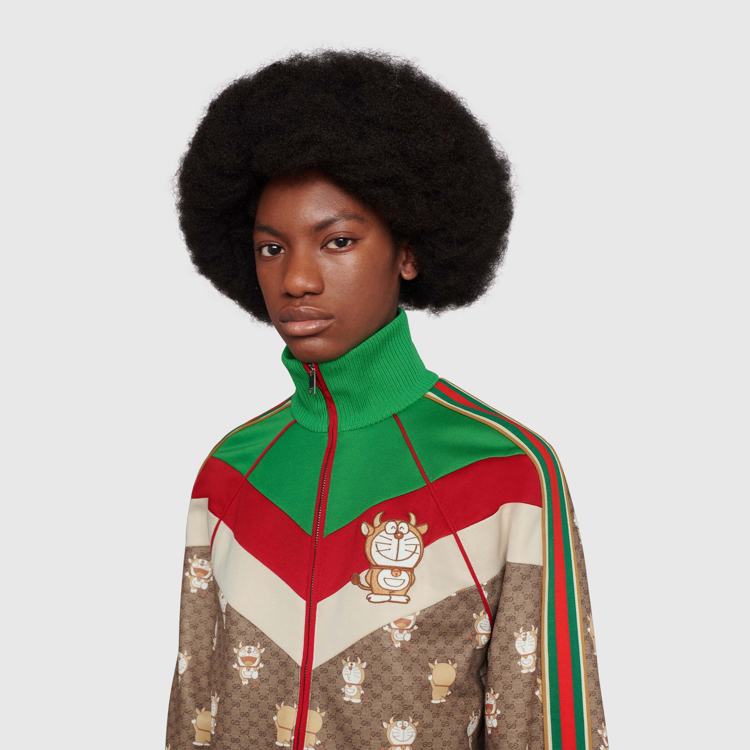 Doraemon x Gucci technical jersey jacket in beige/ebony | GUCCI® 香港