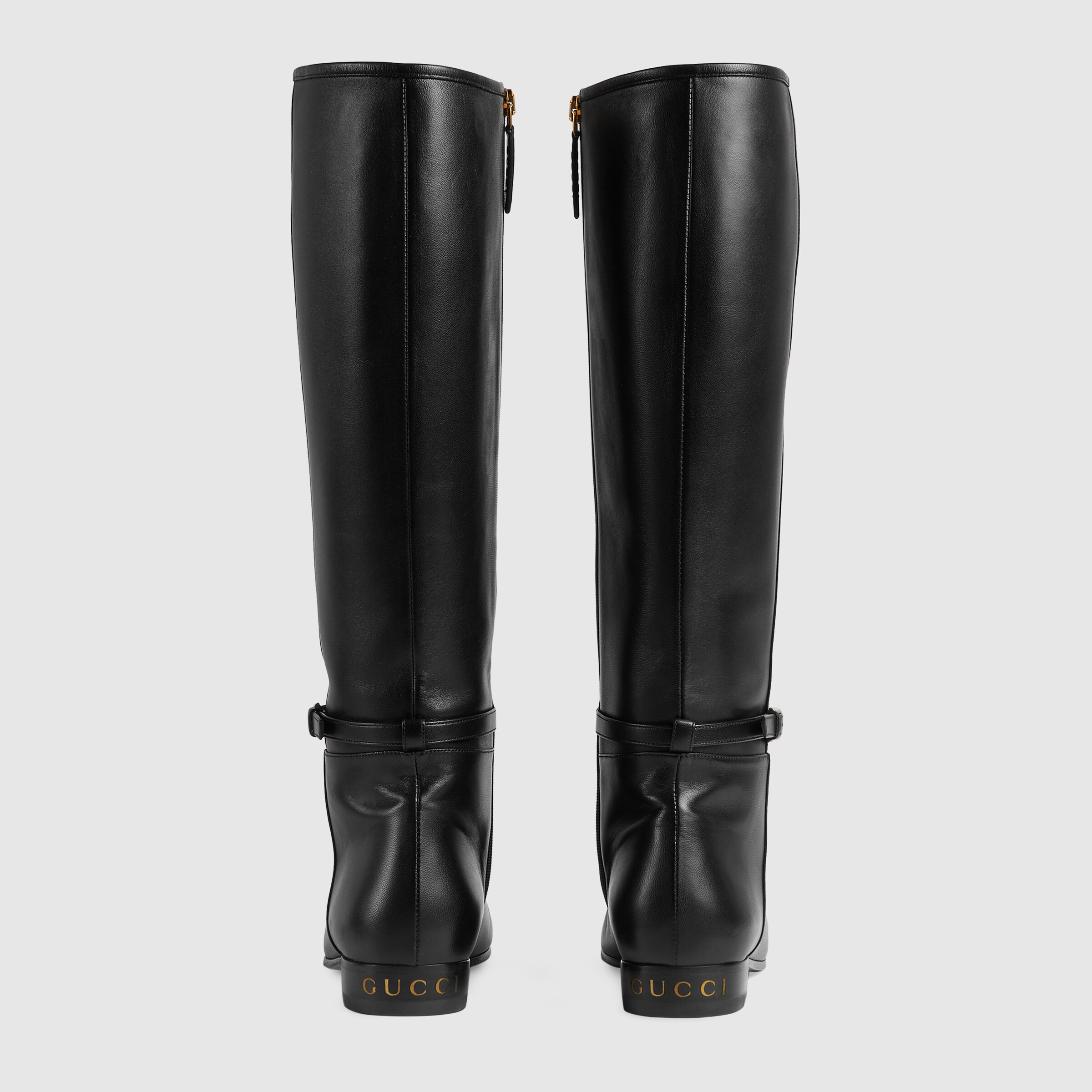 Botas altas para mujer con estampado Gucci en piel negra | GUCCI® ES