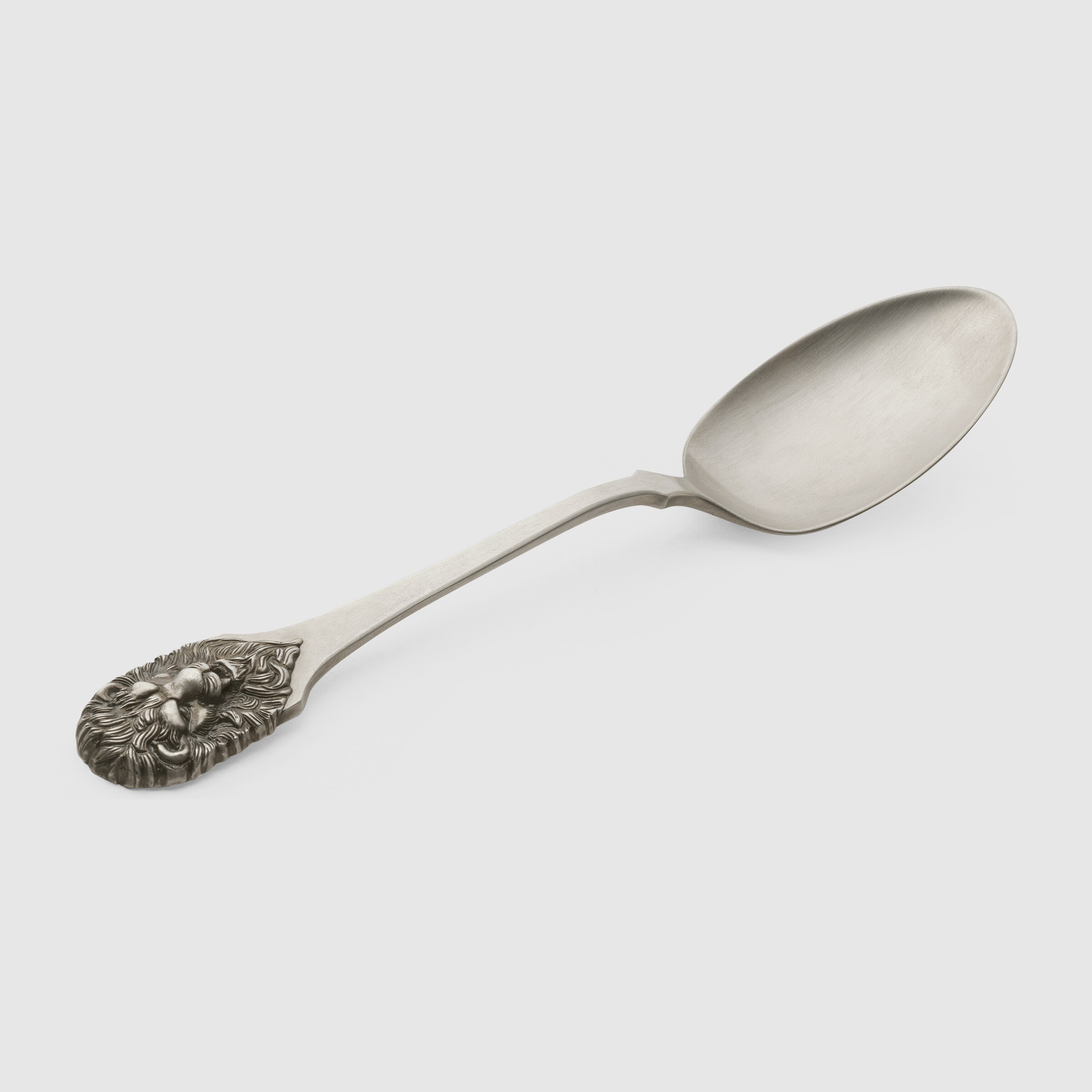Spoon with lion head handle, set of two in silver alpaca metal | GUCCI ...