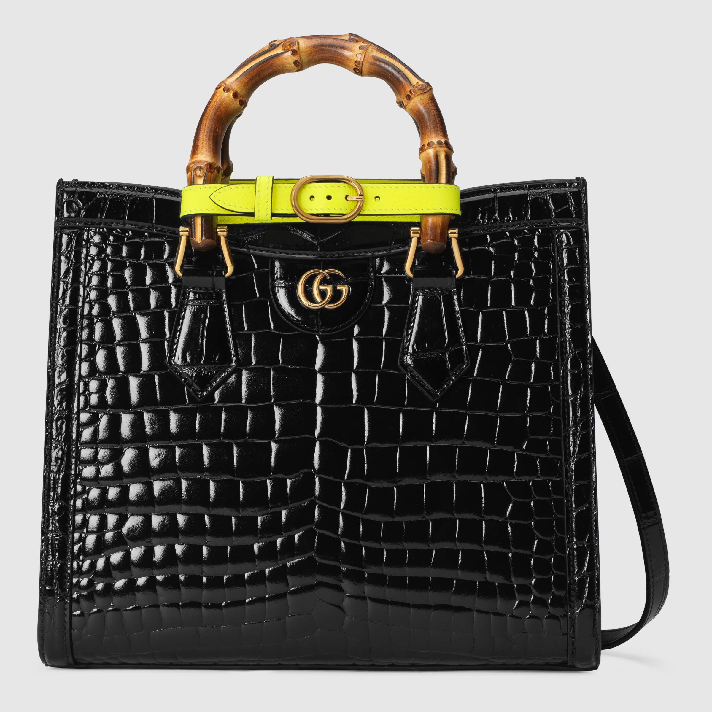Gucci Diana small crocodile tote bag in black | GUCCI® BE