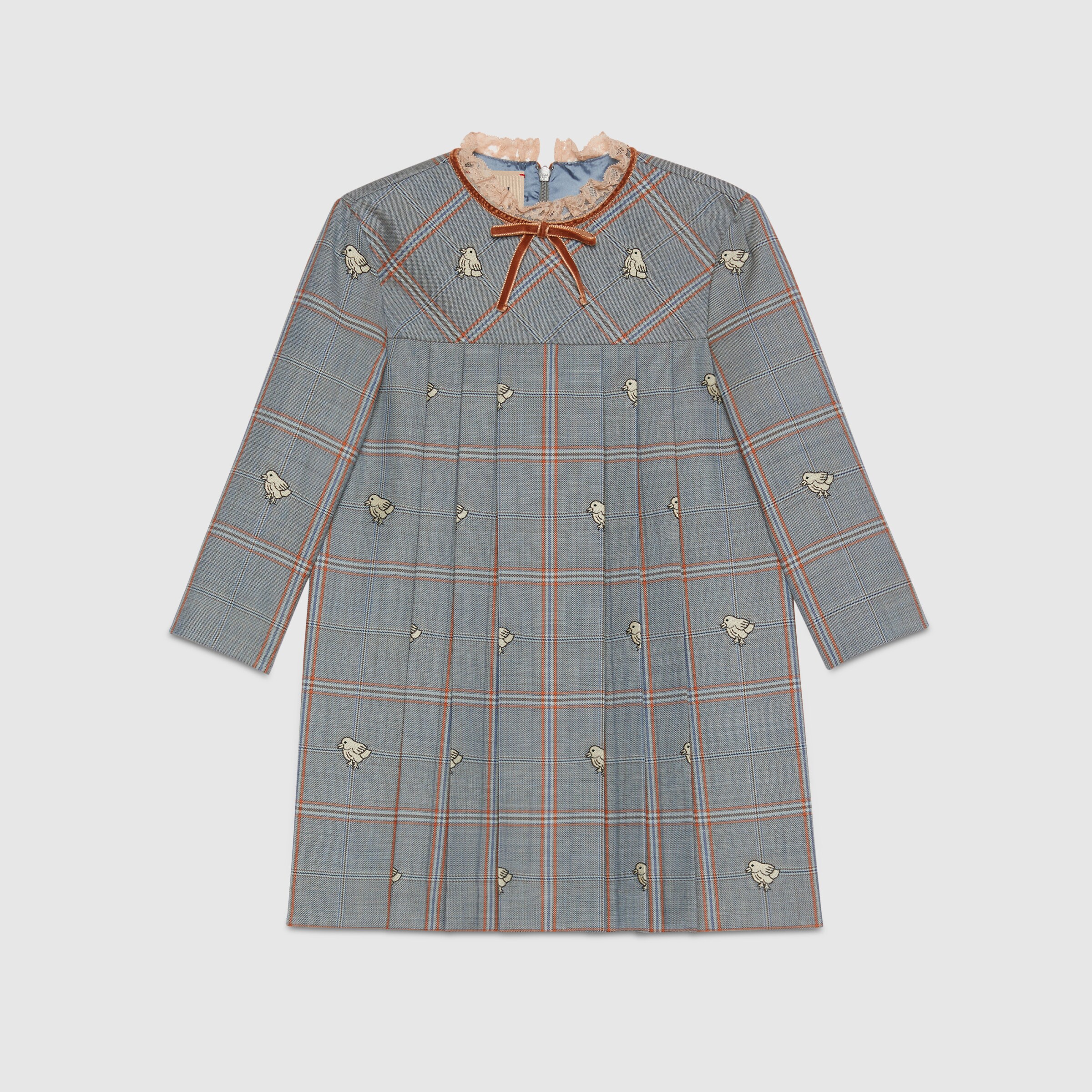 Children's chick wool cotton dress in blue and yellow | GUCCI® US