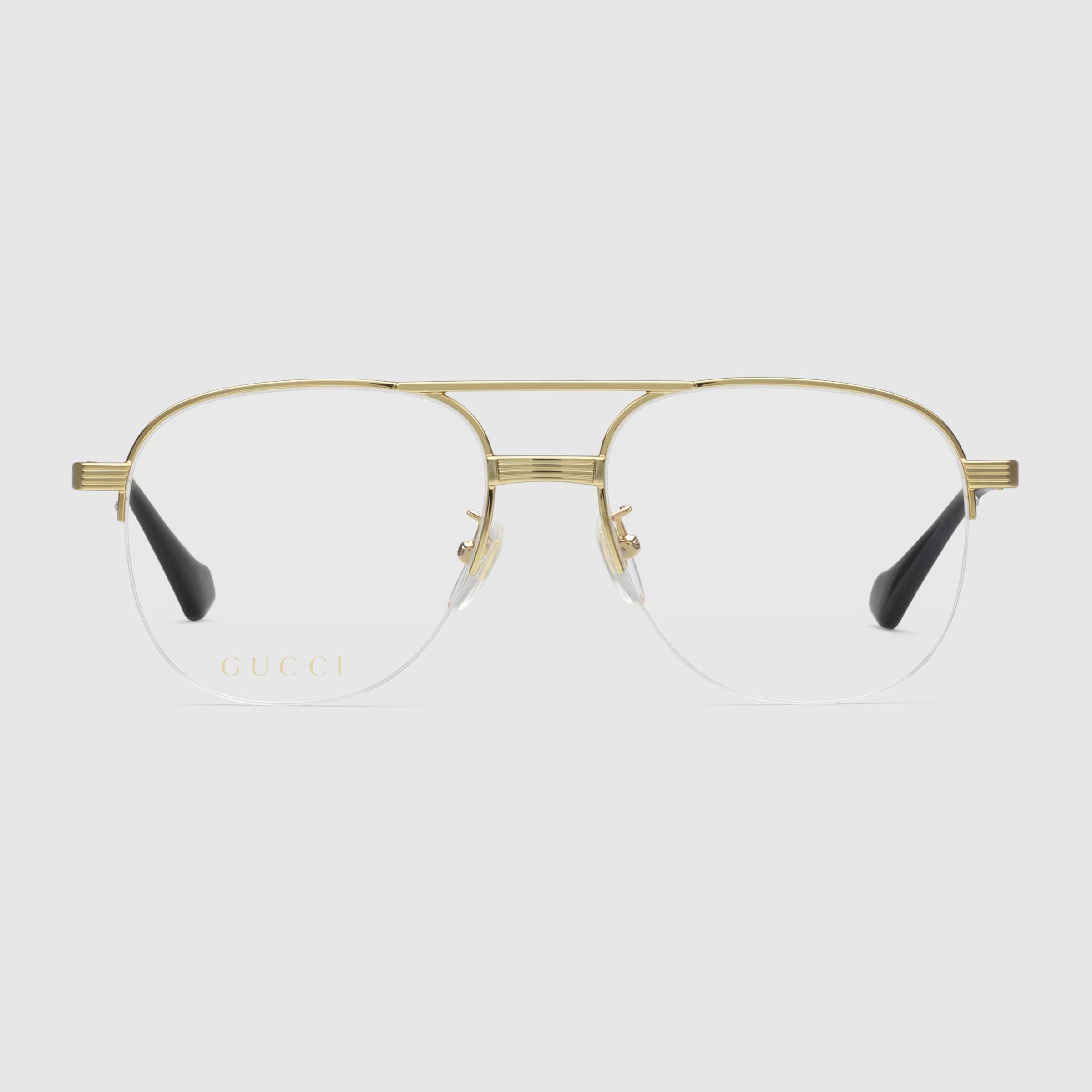 Monture optique navigateur en métal doré | GUCCI® Canada