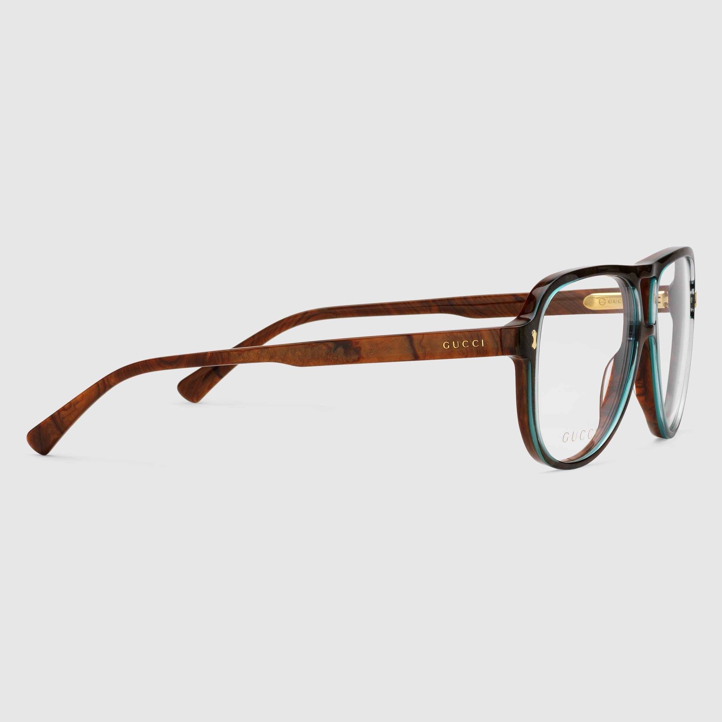 Pilot optical frame in blue and brown acetate | GUCCI® UK